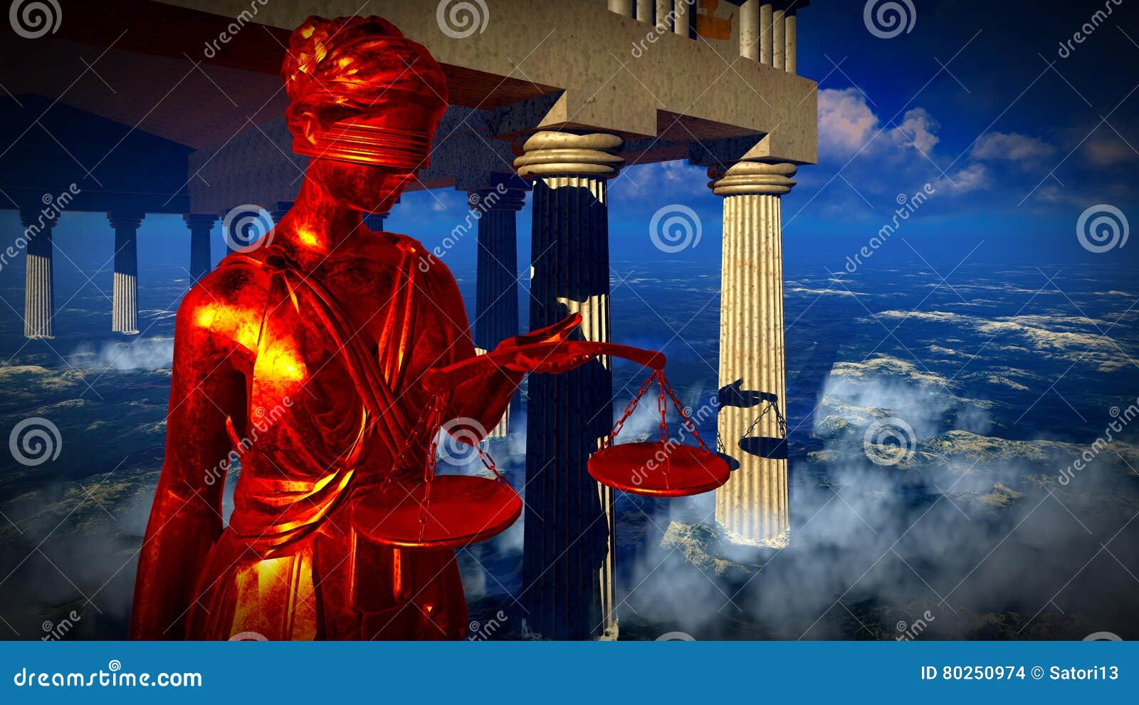 Lady of Justice Statue in Front Courthouse 3d Rendering Stock ...