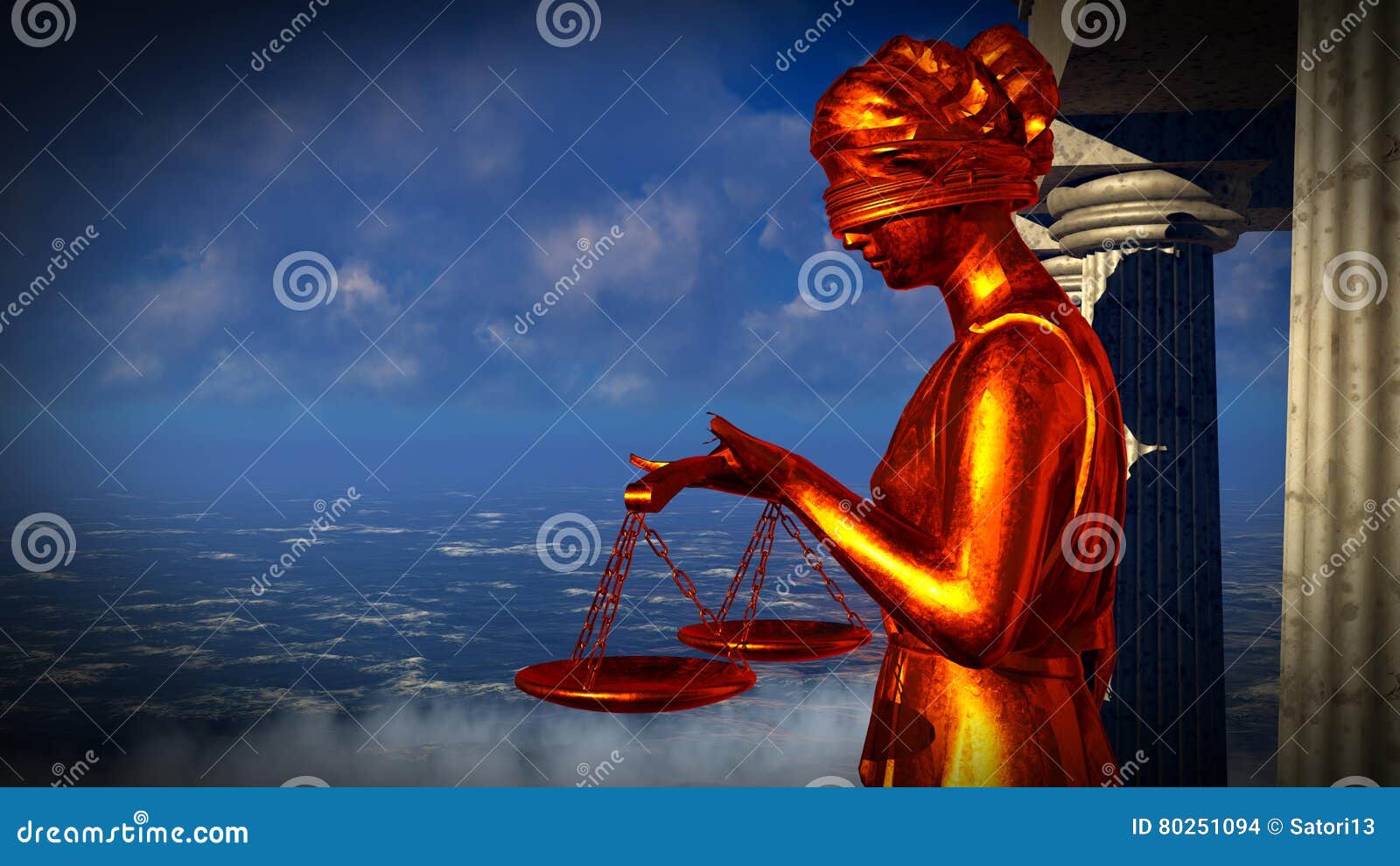 Lady Of Justice Statue In Front Courthouse 3d Rendering Stock ...