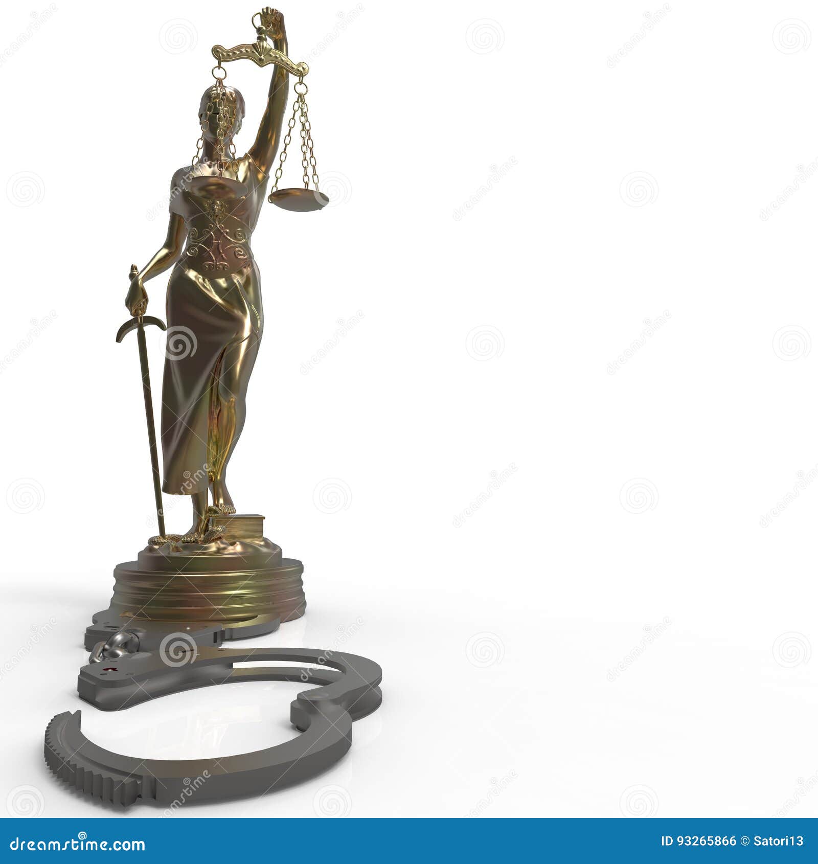 Lady of Justice Statue and Handcuffs 3d Rendering Stock Photo - Image ...