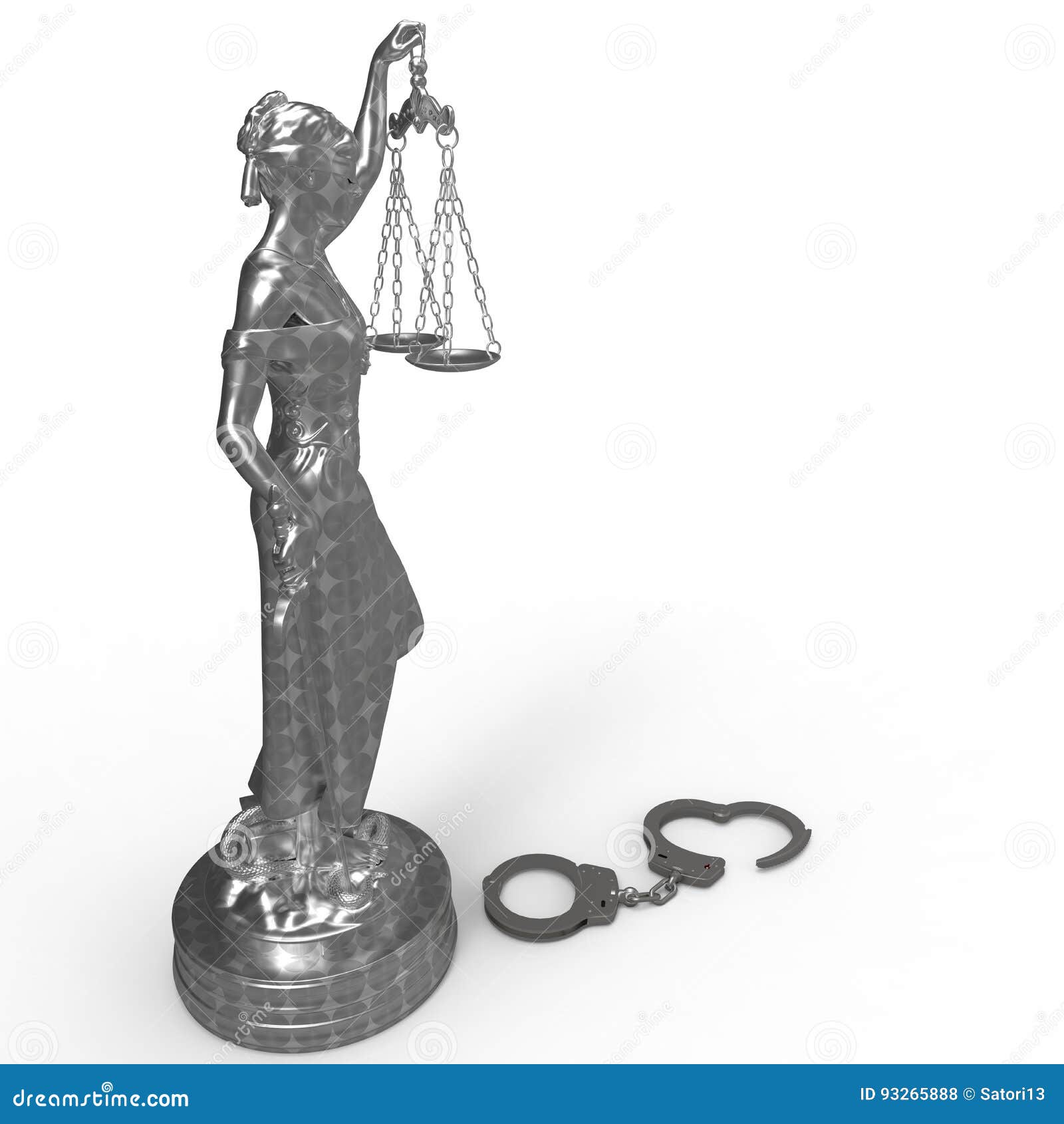 Lady of Justice Statue and Handcuffs 3d Rendering Stock Photo - Image ...
