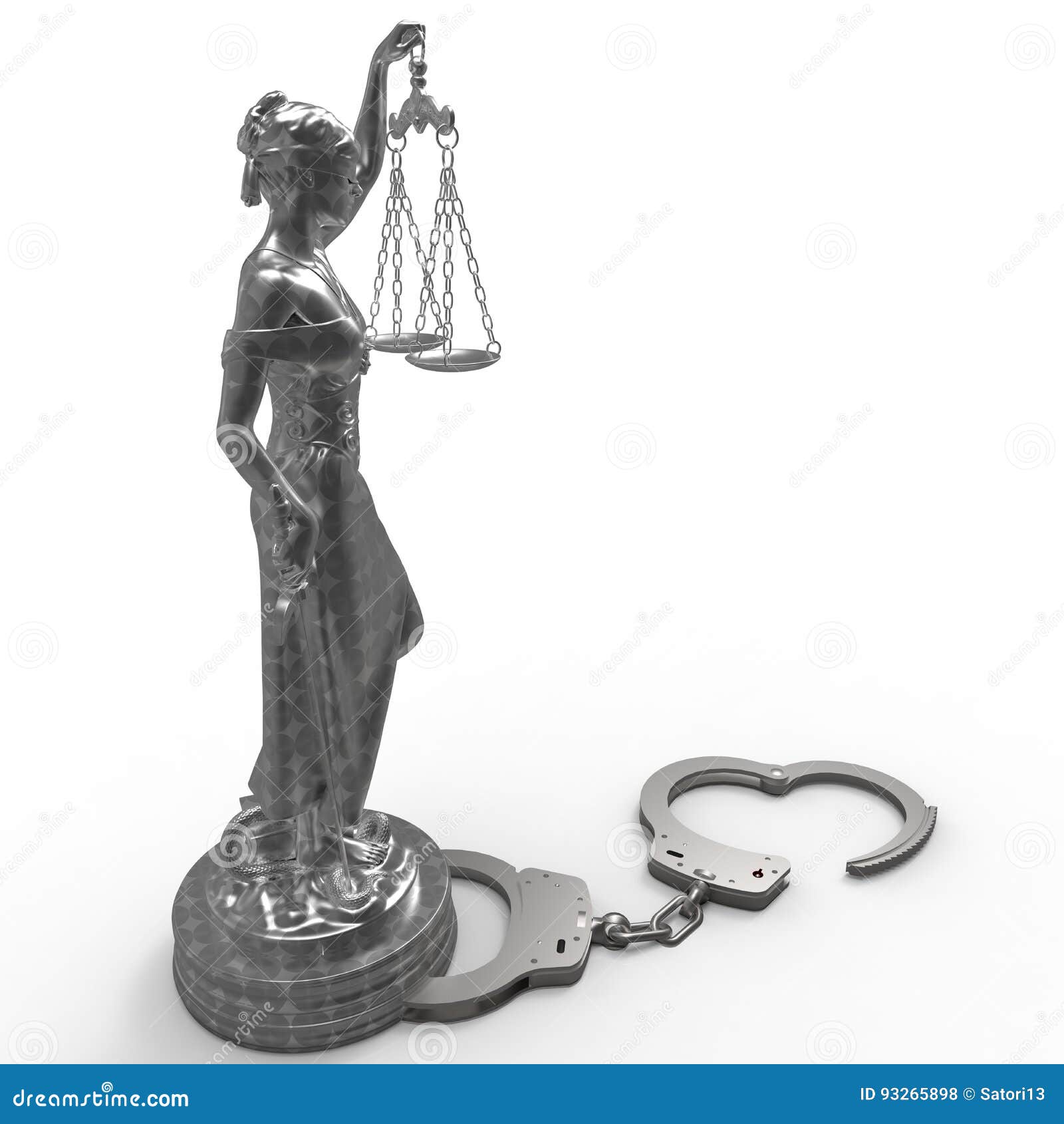 Lady of Justice Statue and Handcuffs 3d Rendering Stock Photo - Image ...