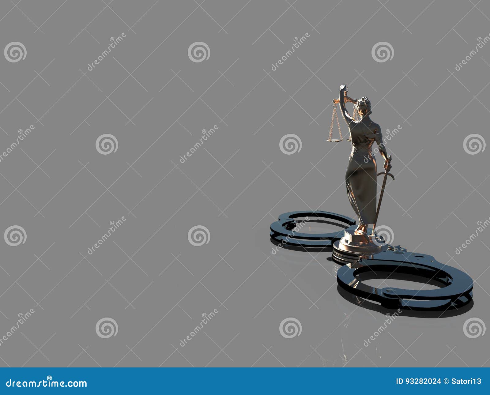 Lady of Justice Statue and Handcuffs 3d Rendering Stock Illustration ...