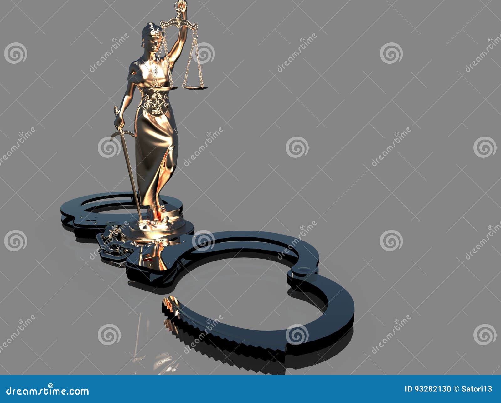 Lady Of Justice Statue And Handcuffs 3d Rendering Stock Photo ...