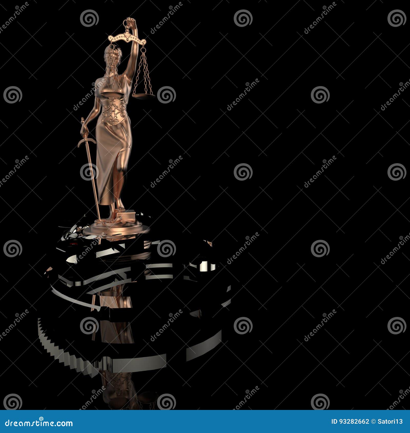Lady of Justice Statue and Handcuffs 3d Rendering Stock Illustration ...