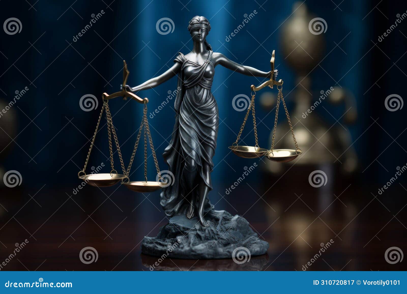 Lady Justice Statue Holding Two Scales. Statue of Lady Justice Holding ...