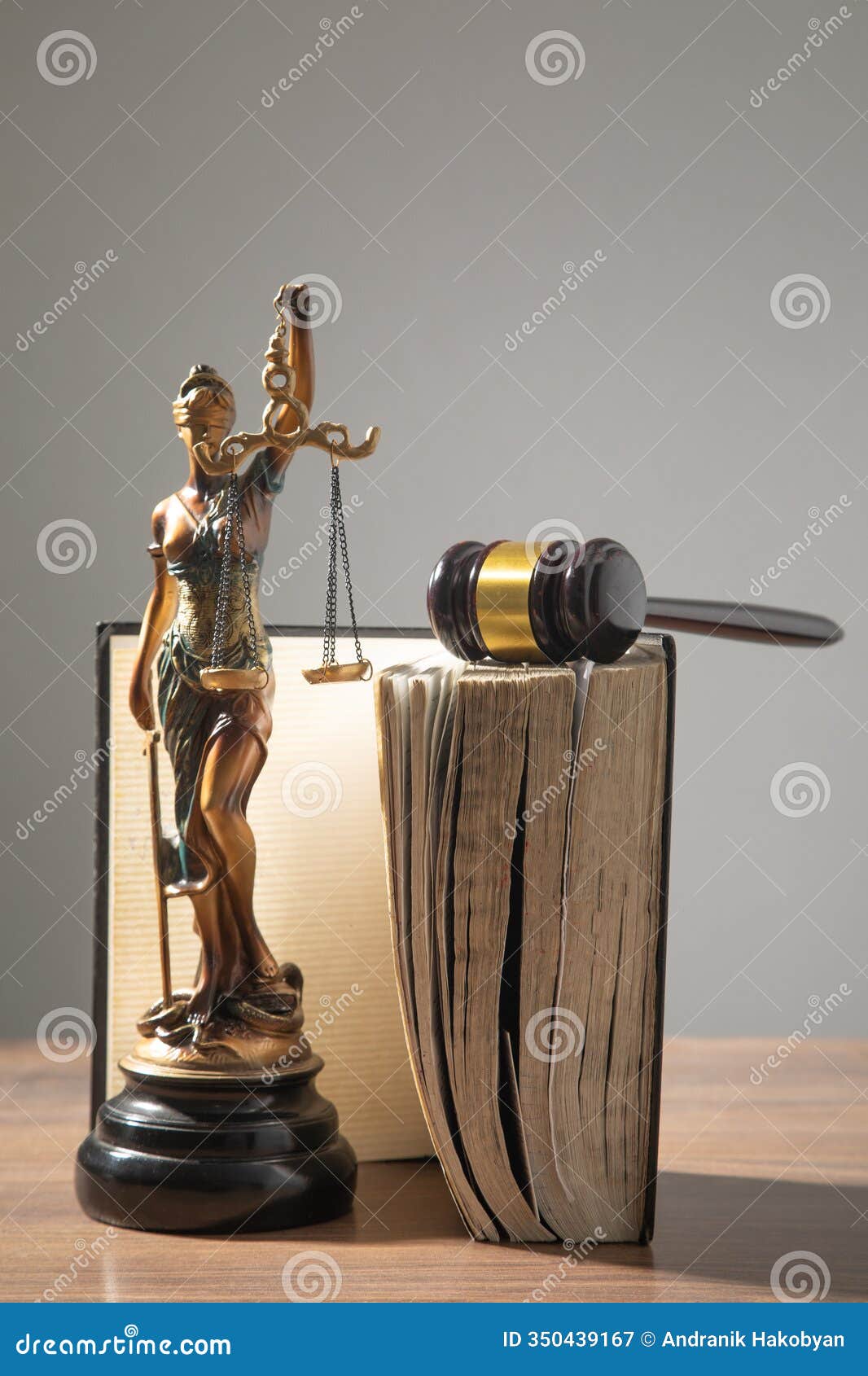 Lady Justice Statue, Judge Gavel, Book on the Table Stock Illustration ...