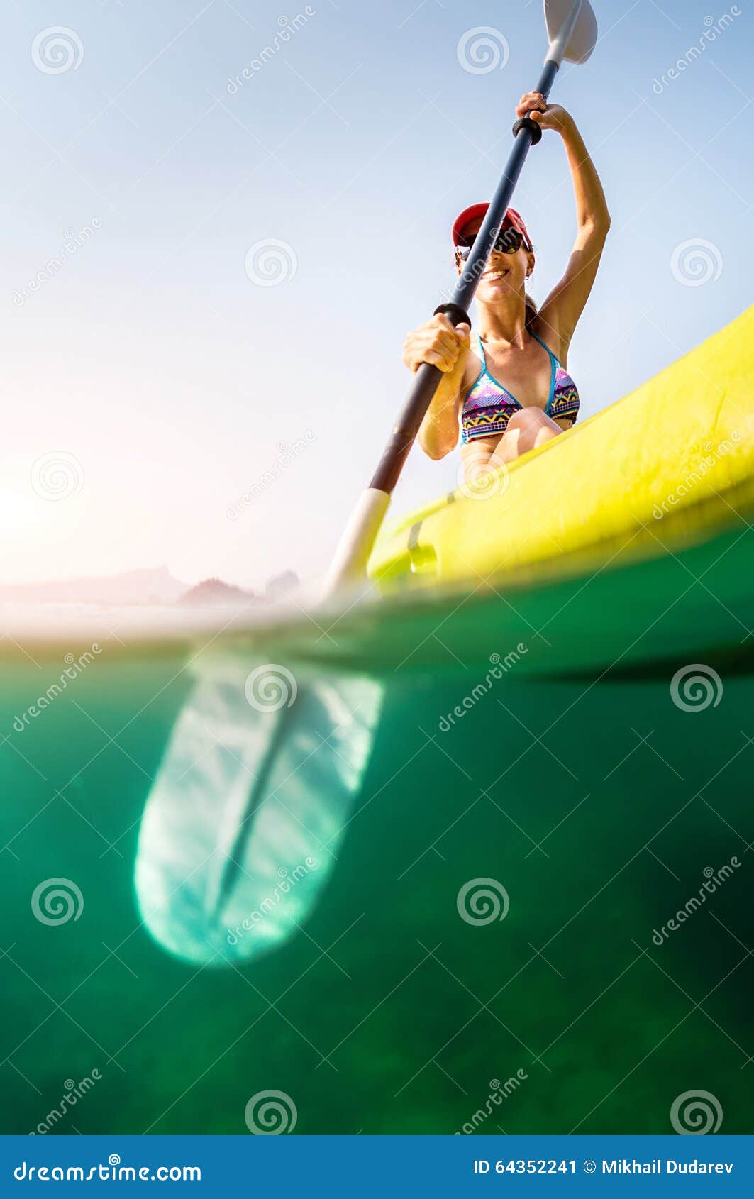 Lady with the kayak stock image. Image of activity, training - 64352241