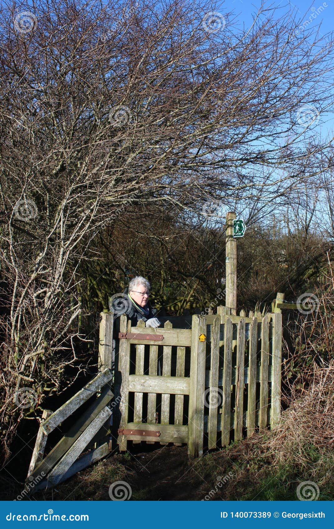 Lady at Kissing Gate on Public Footpath, Winter Stock Image - Image of ...