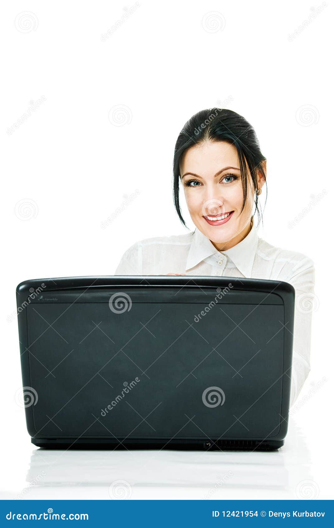 Lady with laptop stock photo. Image of technology, stressed - 12421954