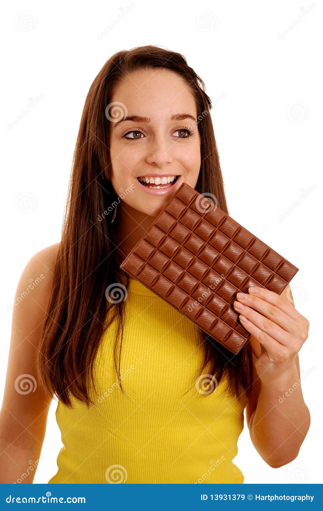 Lady with Large Chocolate Bar Stock Image - Image of pleasure, people ...
