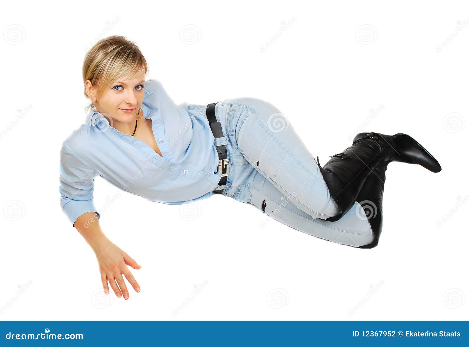 Lady laying on the white. stock photo. Image of slim - 12367952