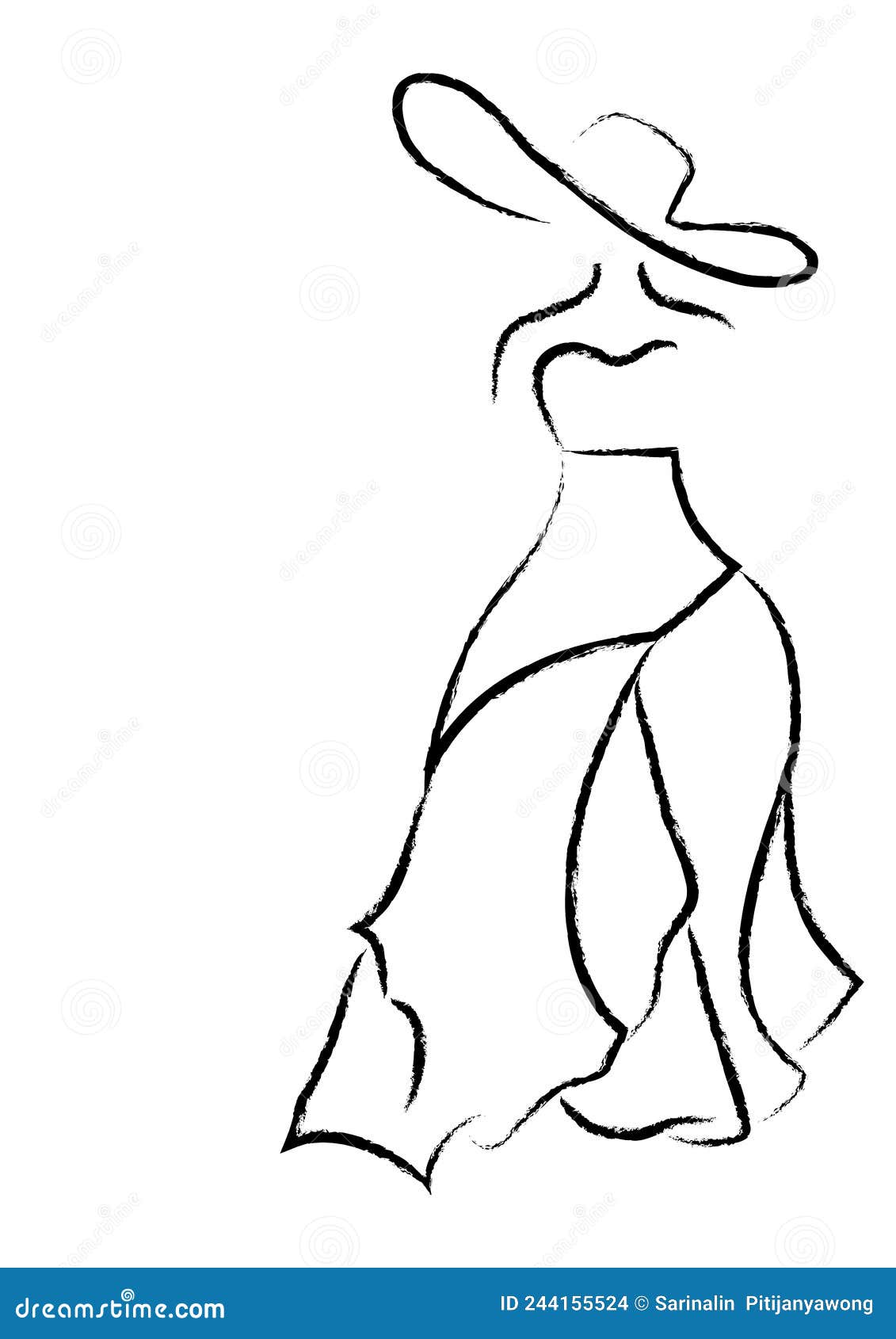 Lady line art stock illustration. Illustration of drawing - 244155524