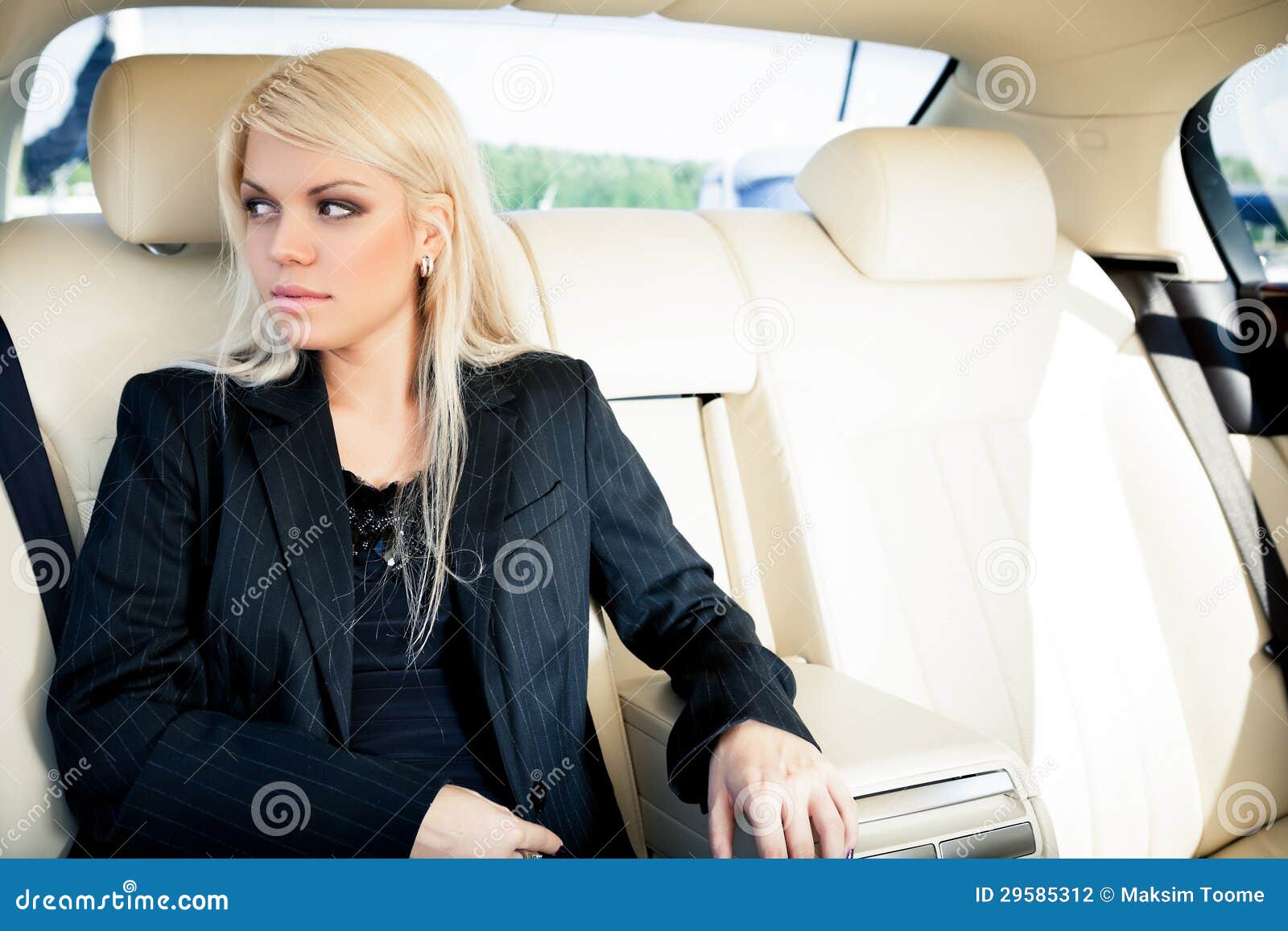 Lady in a luxury car stock photo. Image of light, dress - 29585312