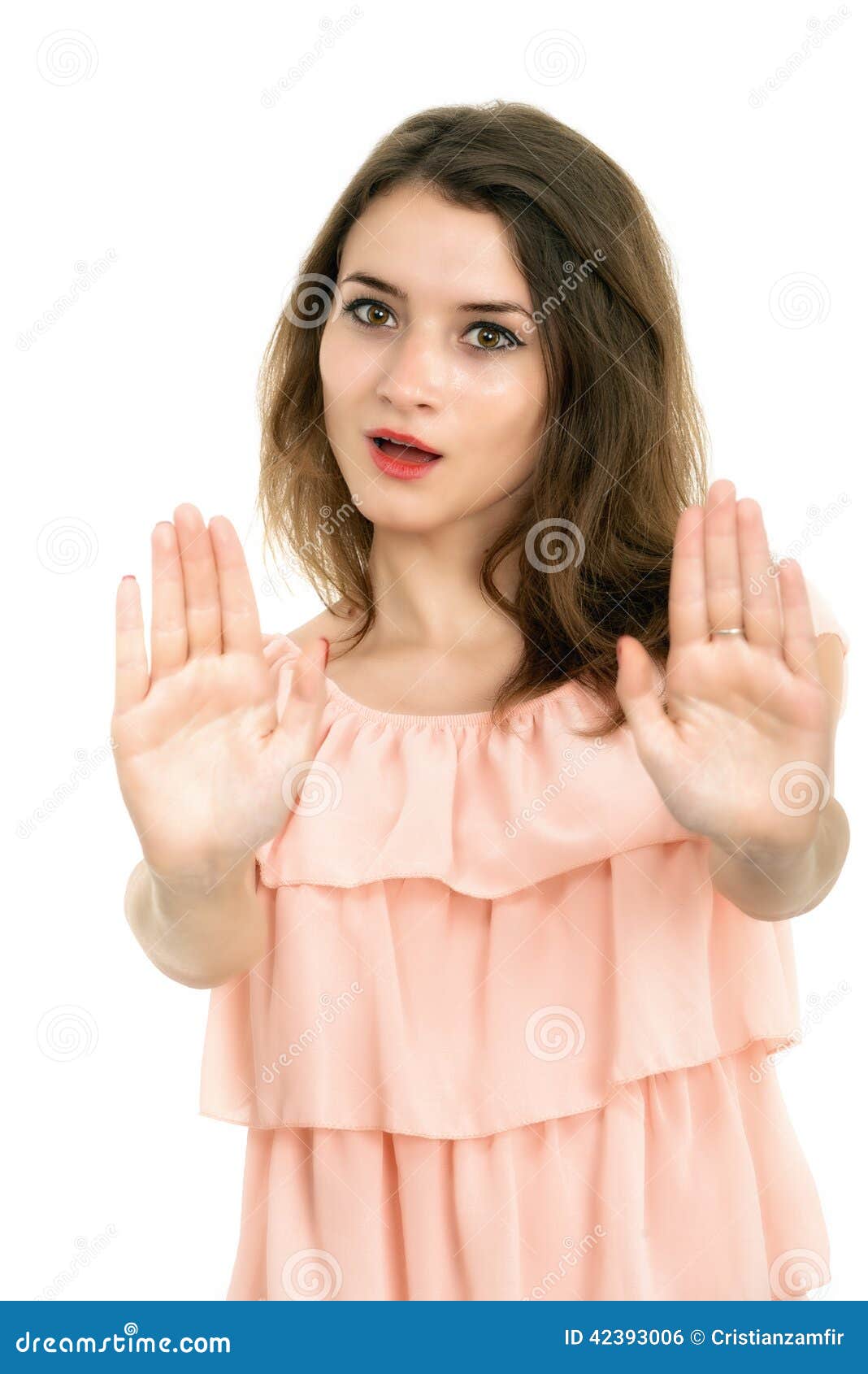 Lady Making Stop Gesture with Her Palm Stock Photo - Image of ...