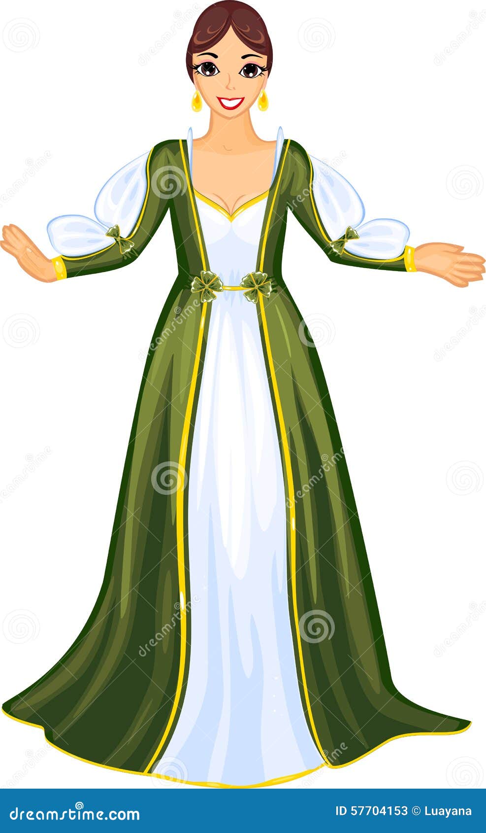 Lady In Medieval Dress. Medieval Legend. Medieval Woman. Cartoon Vector ...