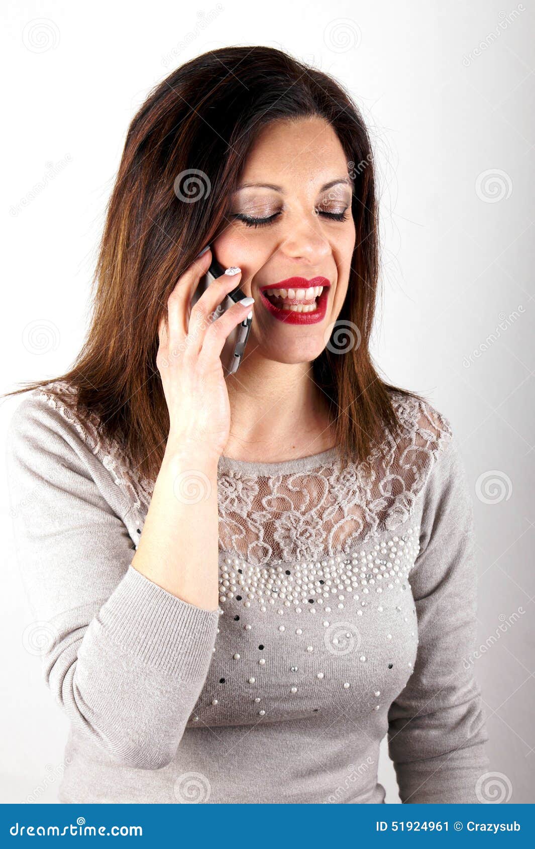 Lady with mobile phone stock image. Image of communication - 51924961