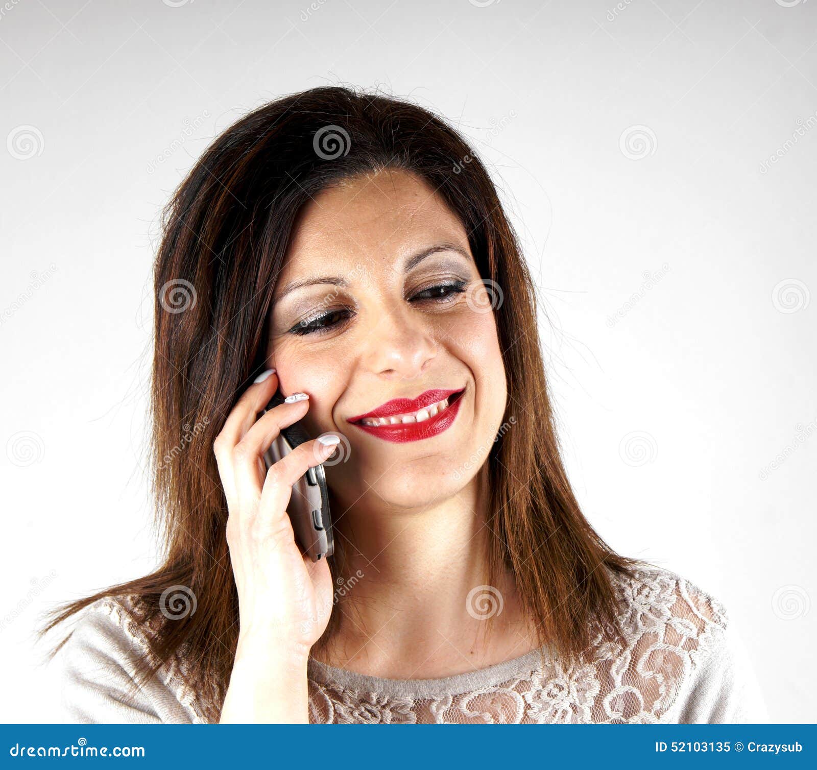 Lady with mobile phone stock image. Image of attractive - 52103135