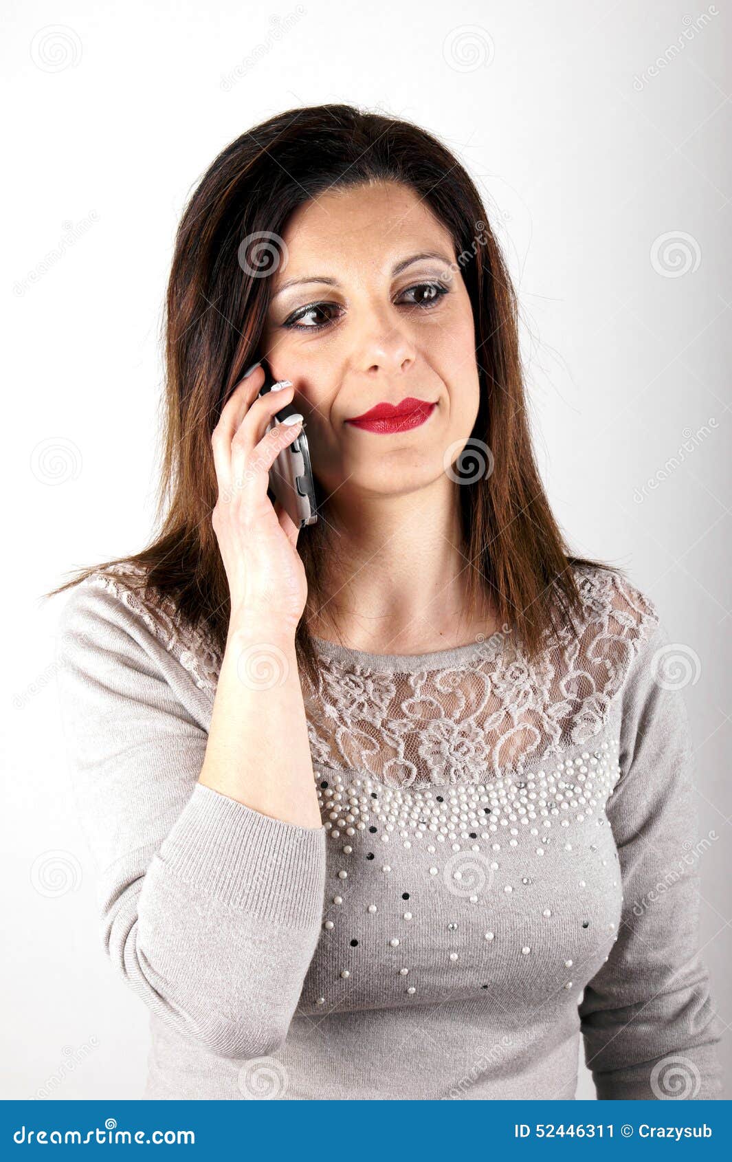 Lady with mobile phone stock image. Image of mobile, lady - 52446311