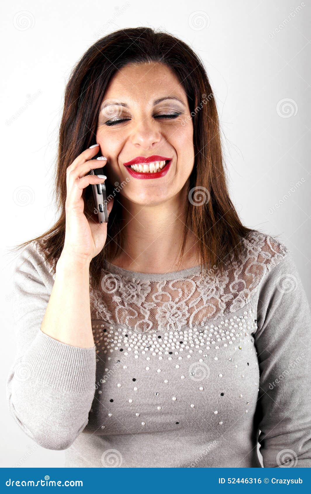 Lady with mobile phone stock photo. Image of communication - 52446316