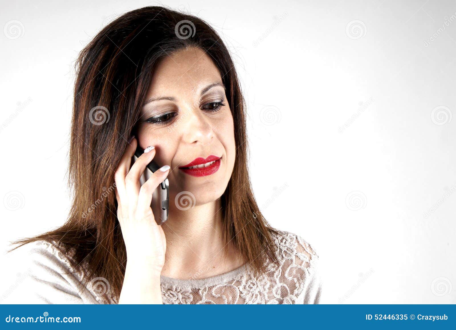 Lady with mobile phone stock image. Image of conversation - 52446335