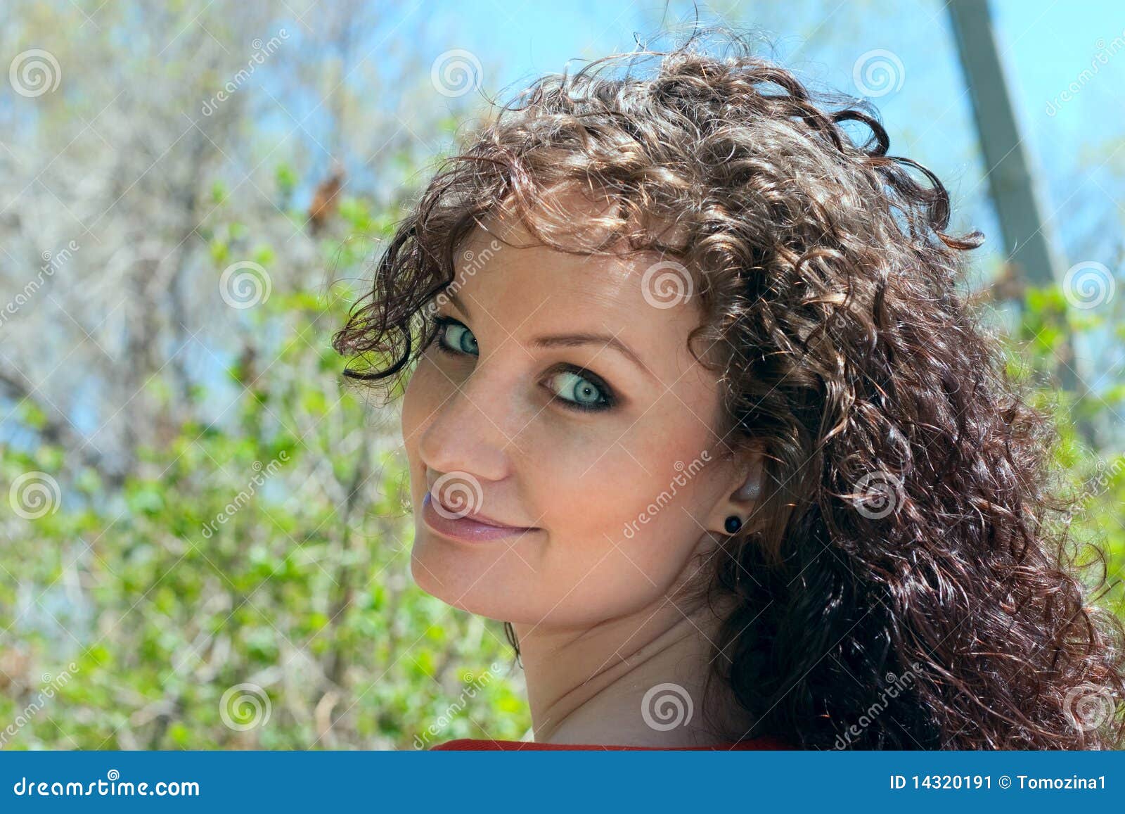 Lady on nature stock image. Image of caucasian, brunette - 14320191