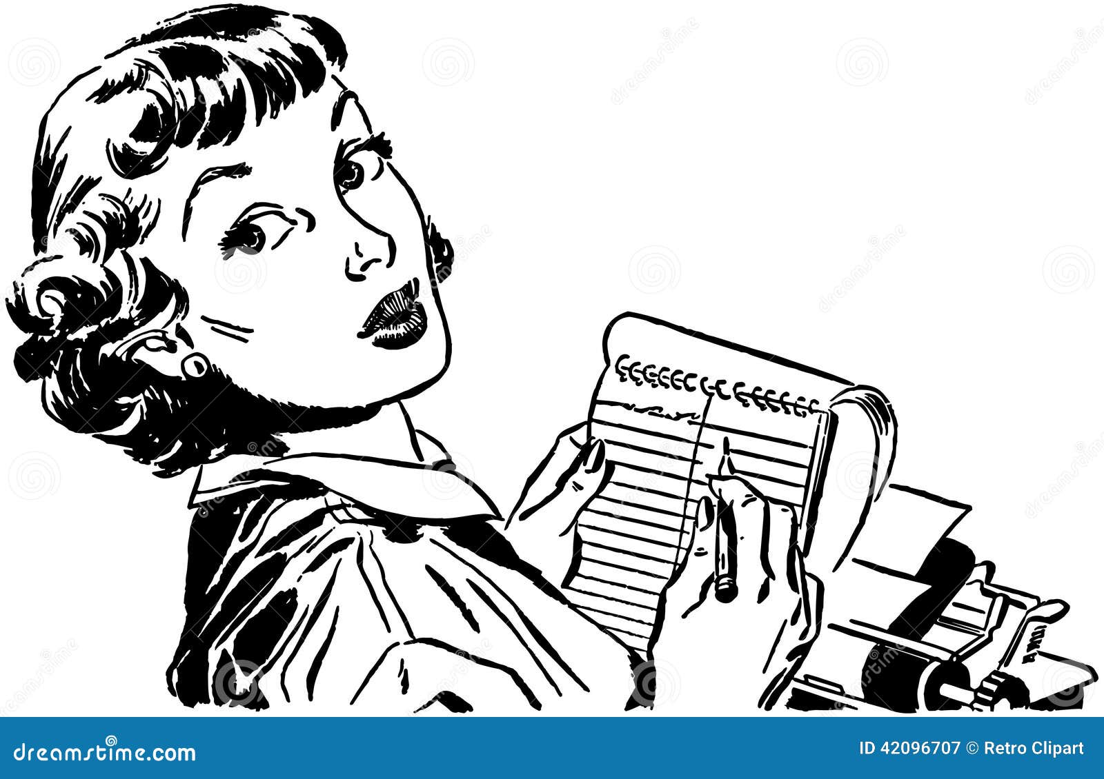 Lady with Note Pad stock vector. Illustration of 1940 - 42096707