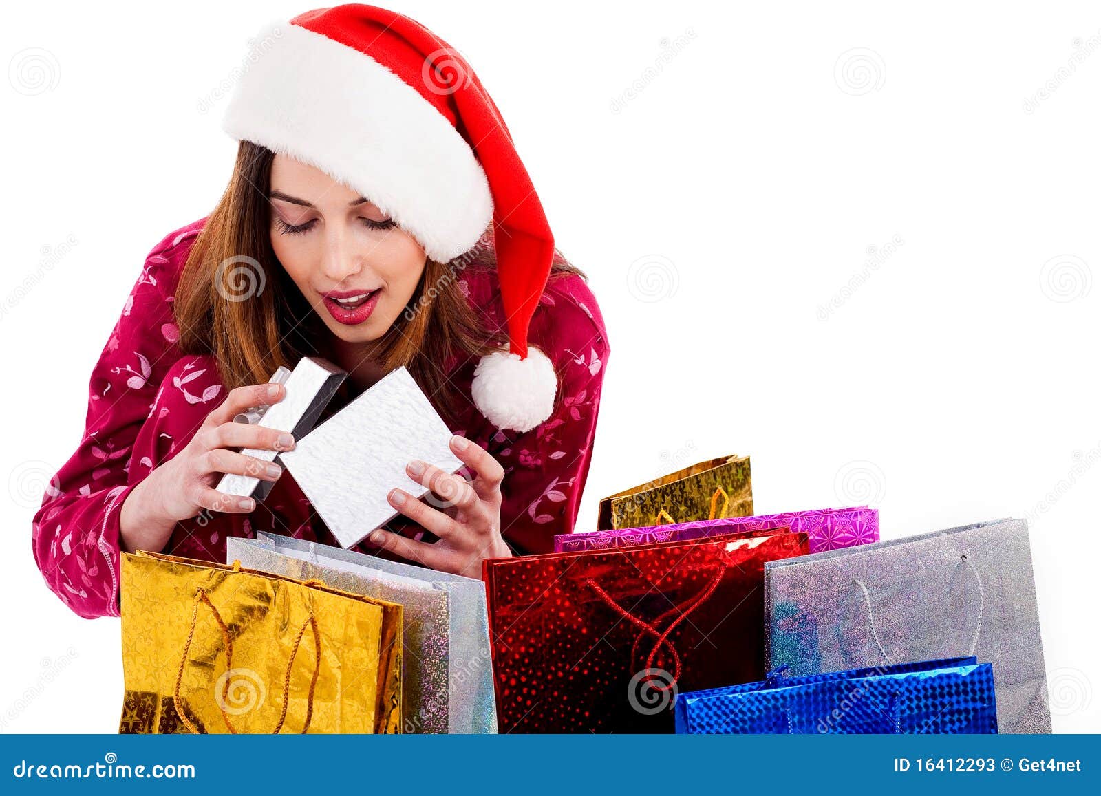 Lady Opening Christmas Gift Box Stock Image - Image of enjoyment ...