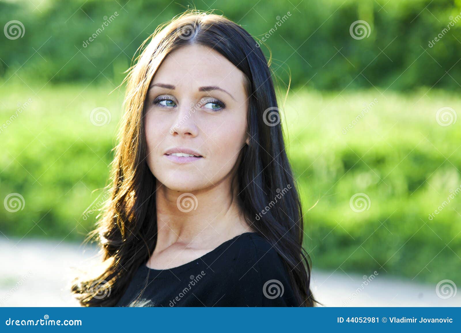 Lady outside stock image. Image of beauty, green, beautiful - 44052981