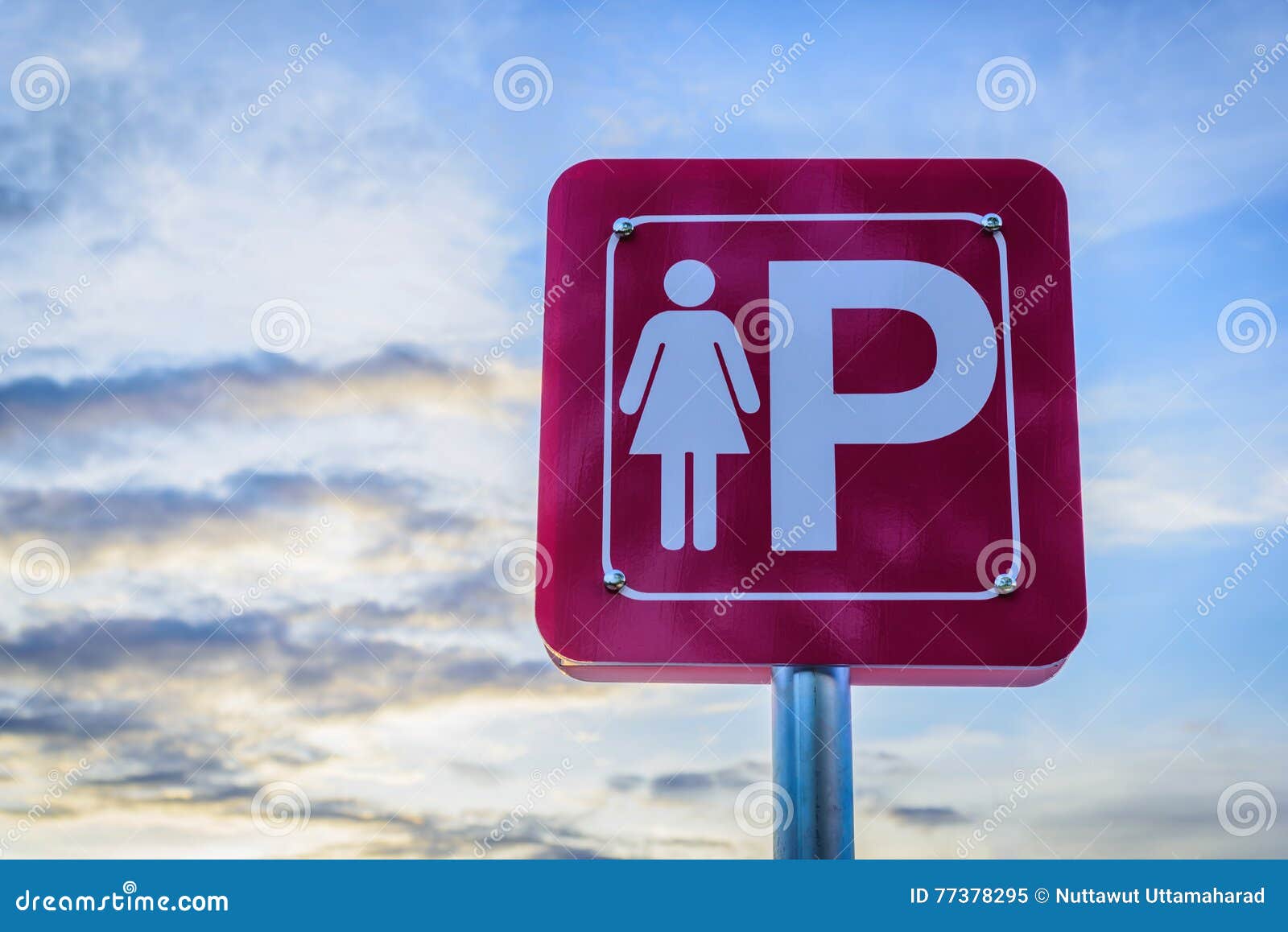 Lady Parking Metal Sign on Blue Sky Stock Image - Image of blue, lady ...