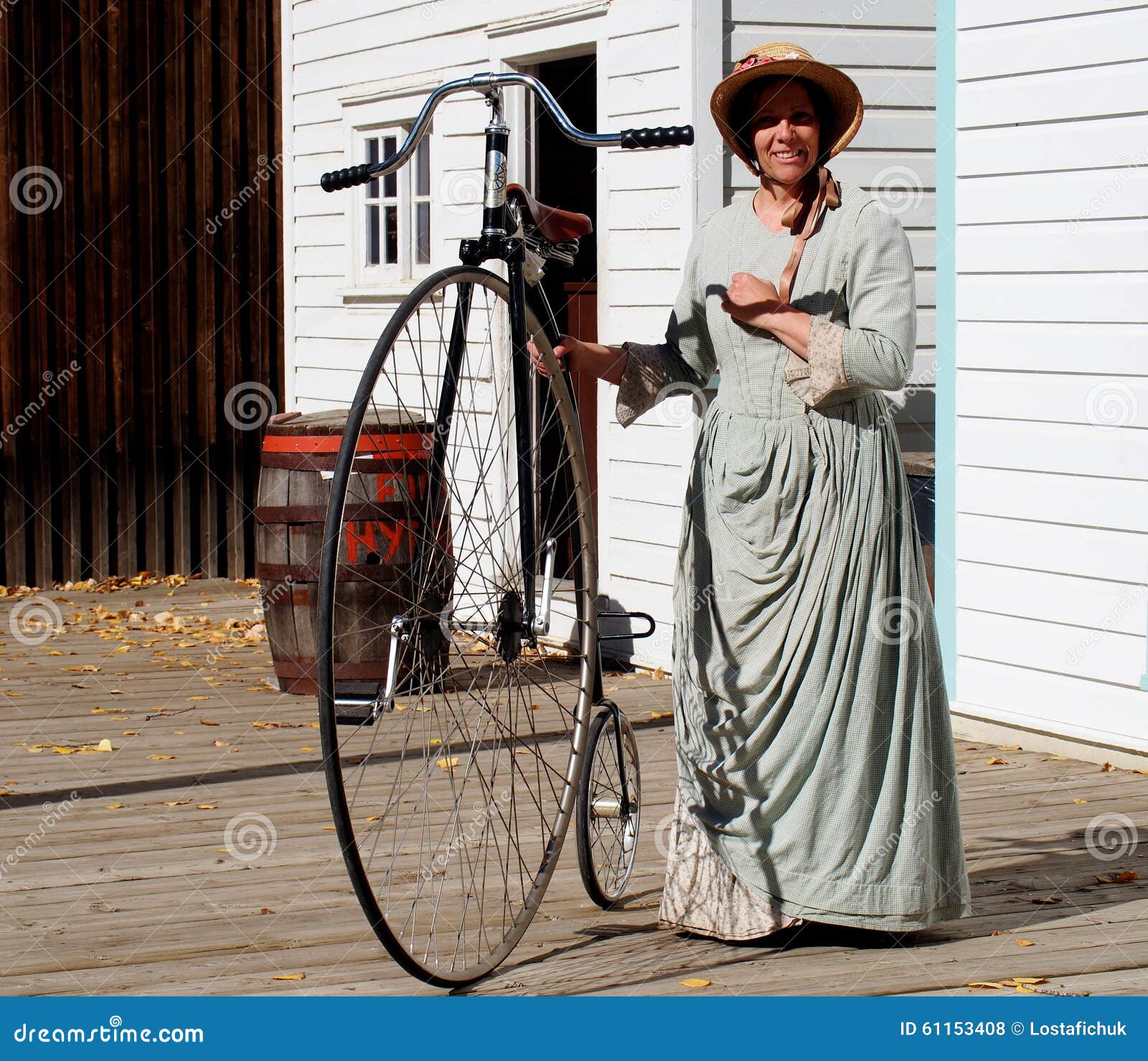 Lady and Penny Farthing Bicycle Editorial Stock Photo - Image of ...