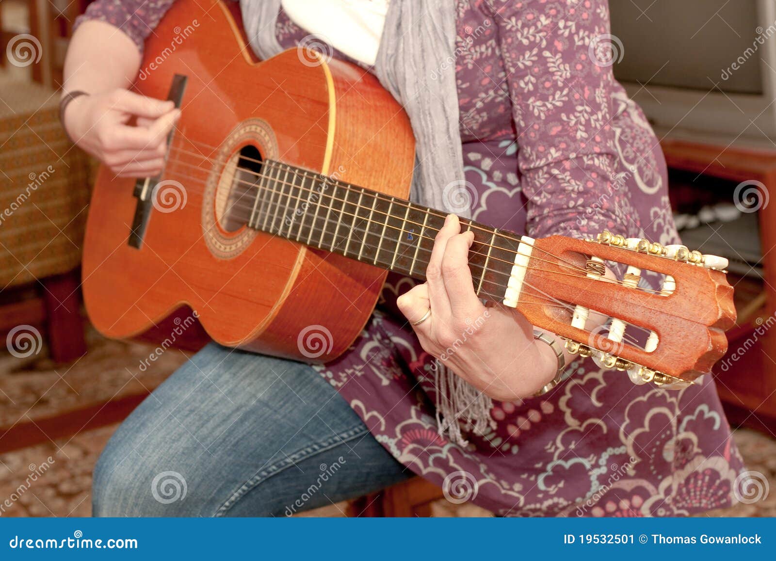 Lady playing guitar stock image. Image of electrical - 19532501