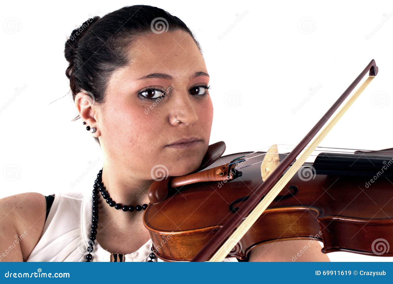 Lady playing violin stock image. Image of woman, white - 69911619