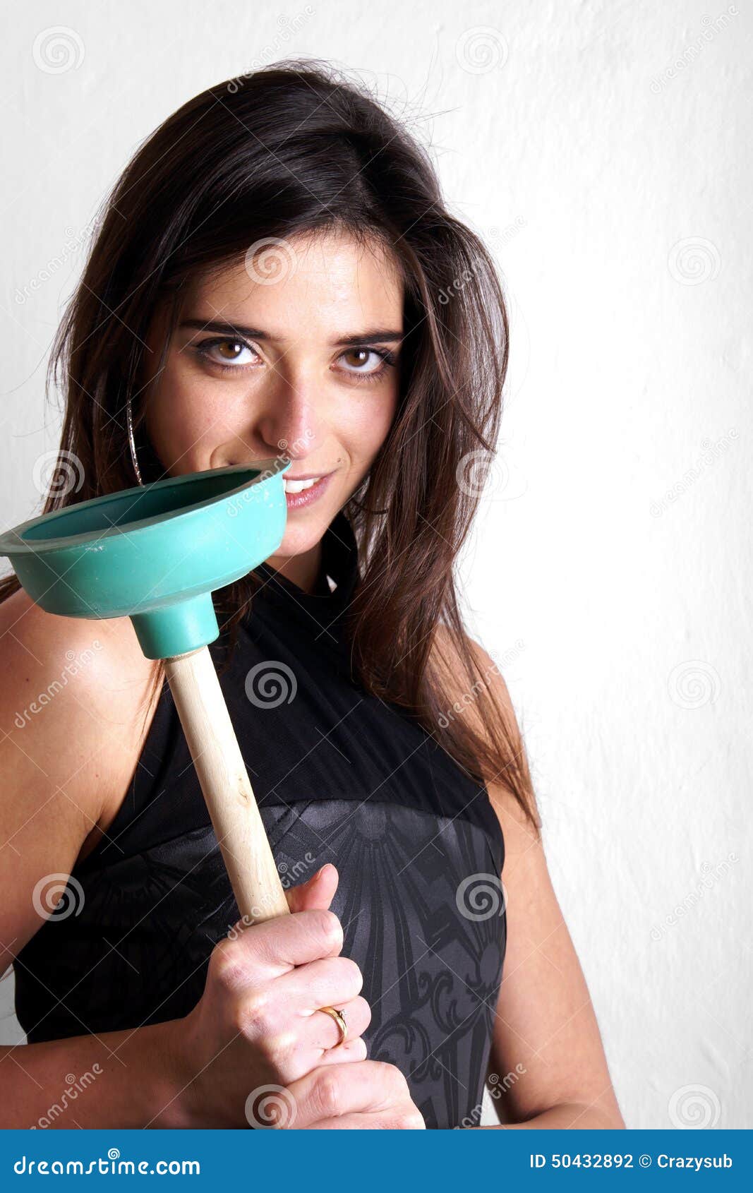 Lady with plungers stock photo. Image of people, smile - 50432892