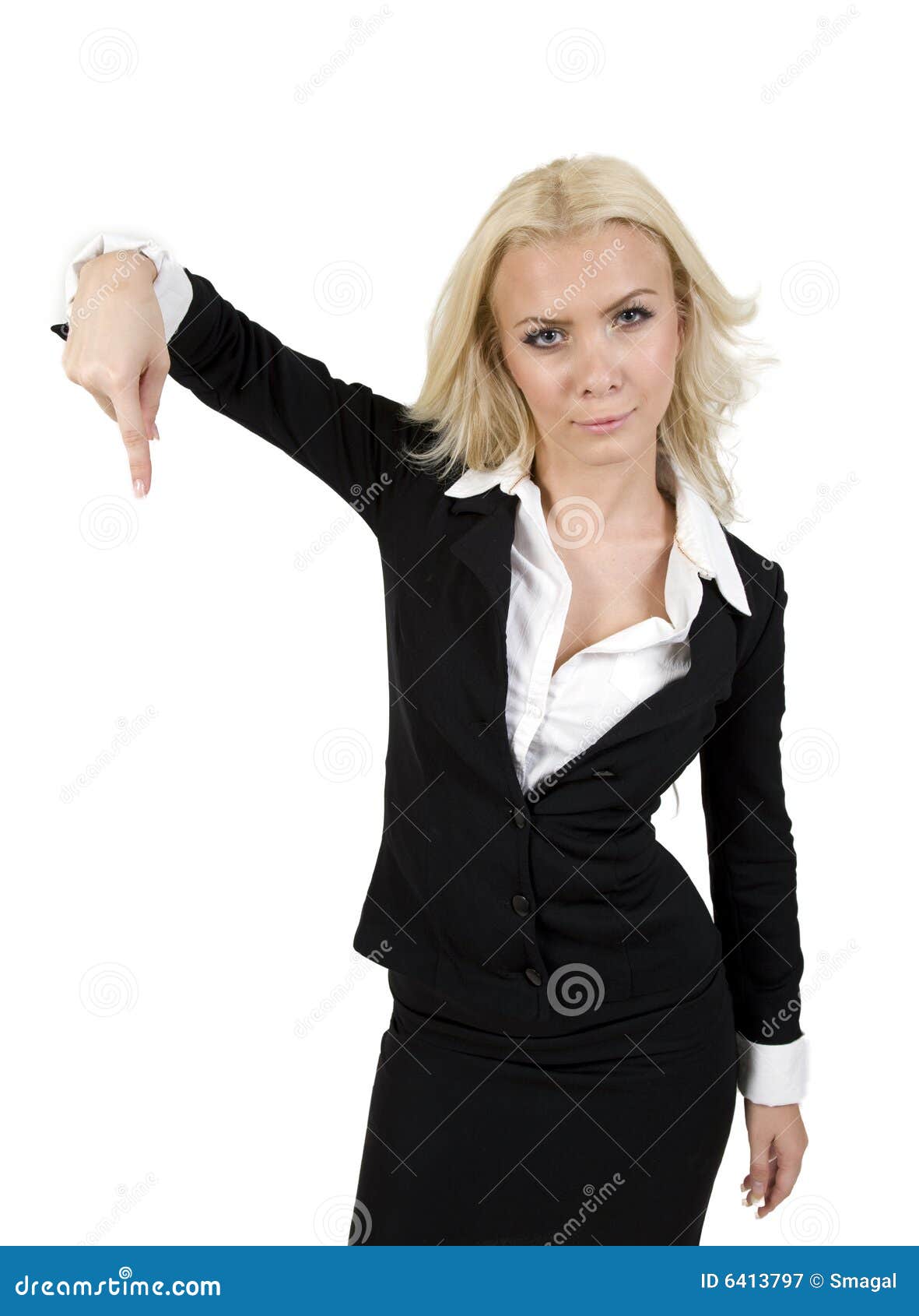 Lady Pointing Down Royalty Free Stock Photography - Image: 6413797