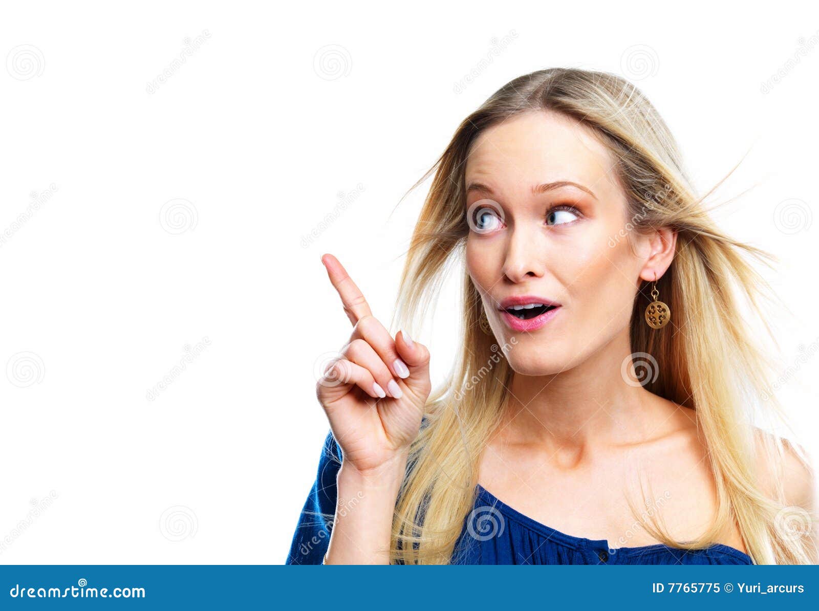 Lady Pointing Her Finger Towards Blank Space Stock Image - Image of ...