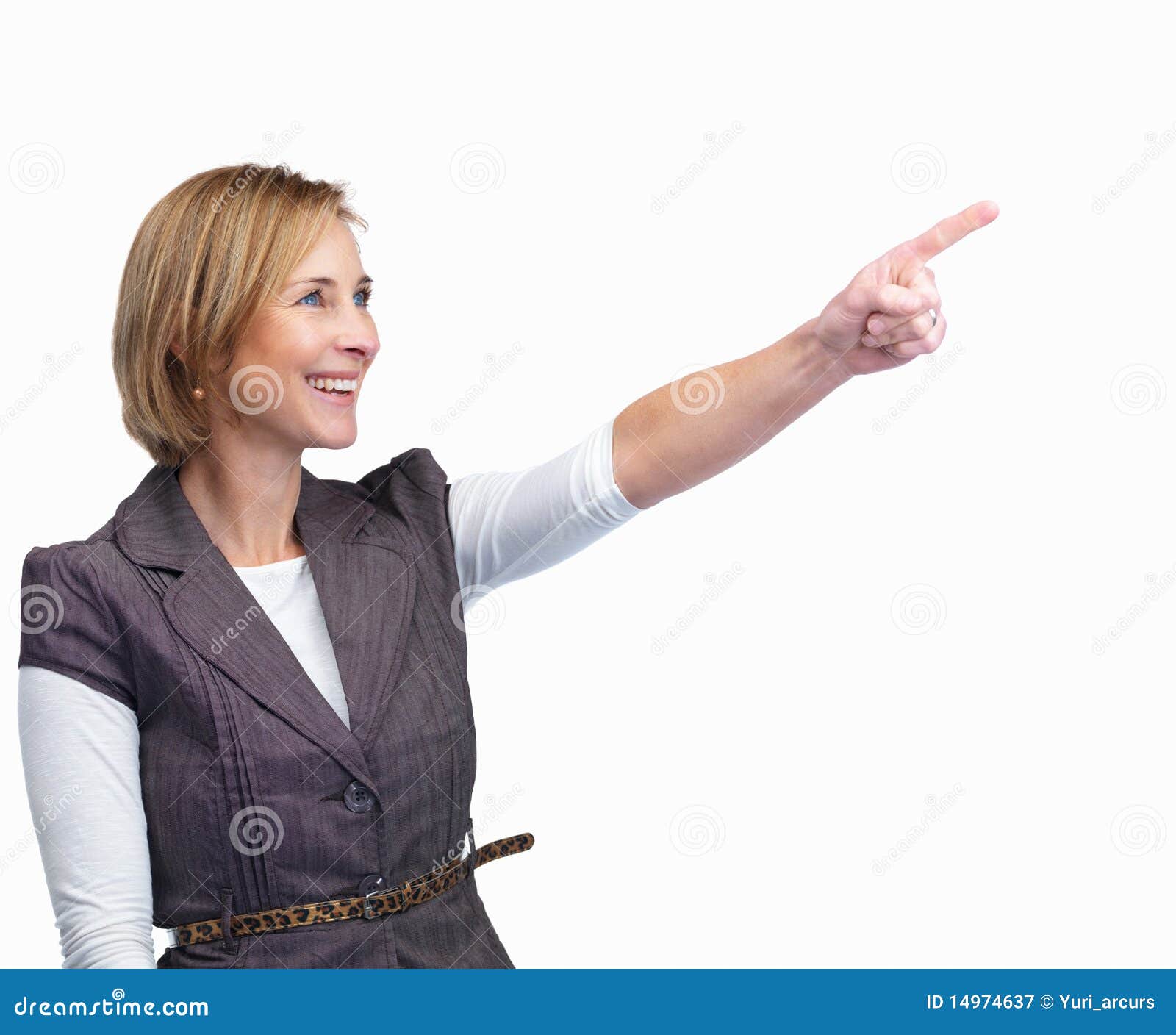 Lady Pointing at Something Interesting Stock Image - Image of cheerful ...