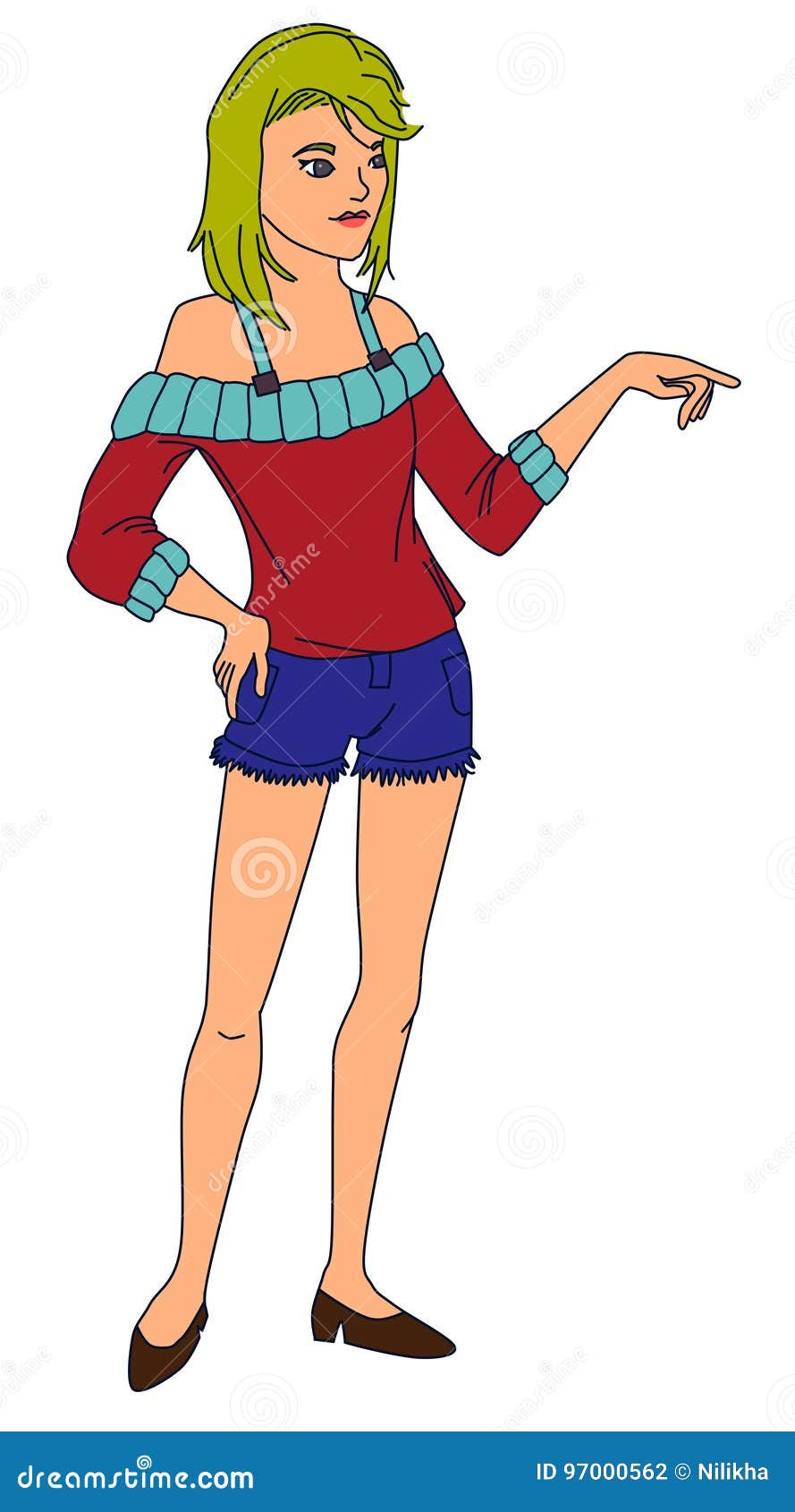 Lady points stock illustration. Illustration of fashionable - 97000562