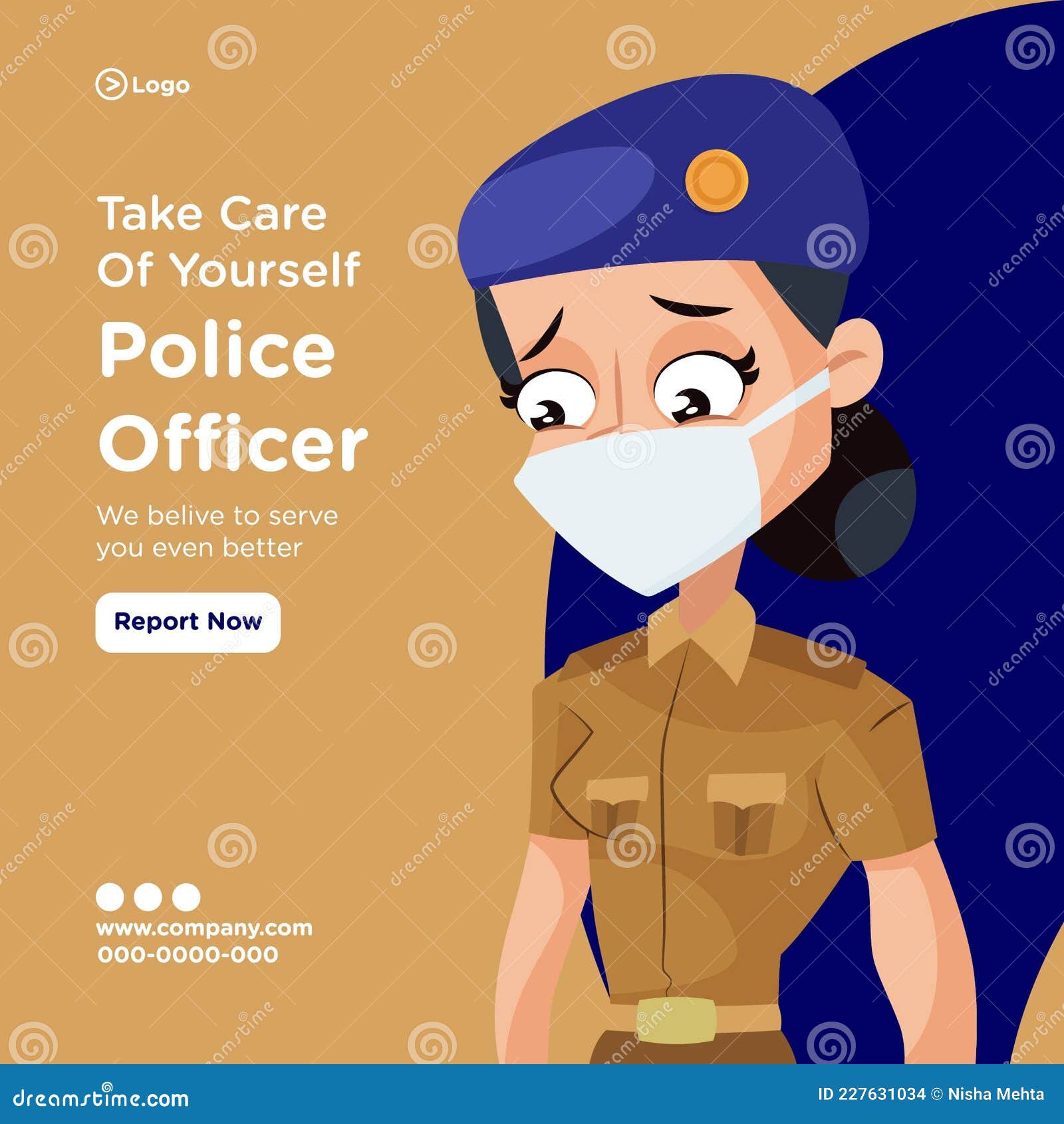 Lady Police of Banner Design Stock Vector - Illustration of creative ...