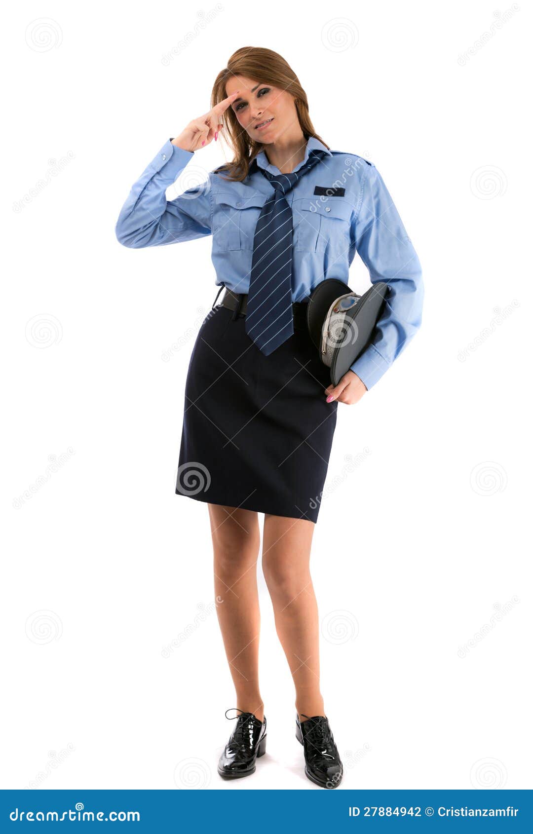 Lady Police Officer on a White Backgro Stock Photo - Image of blonde ...