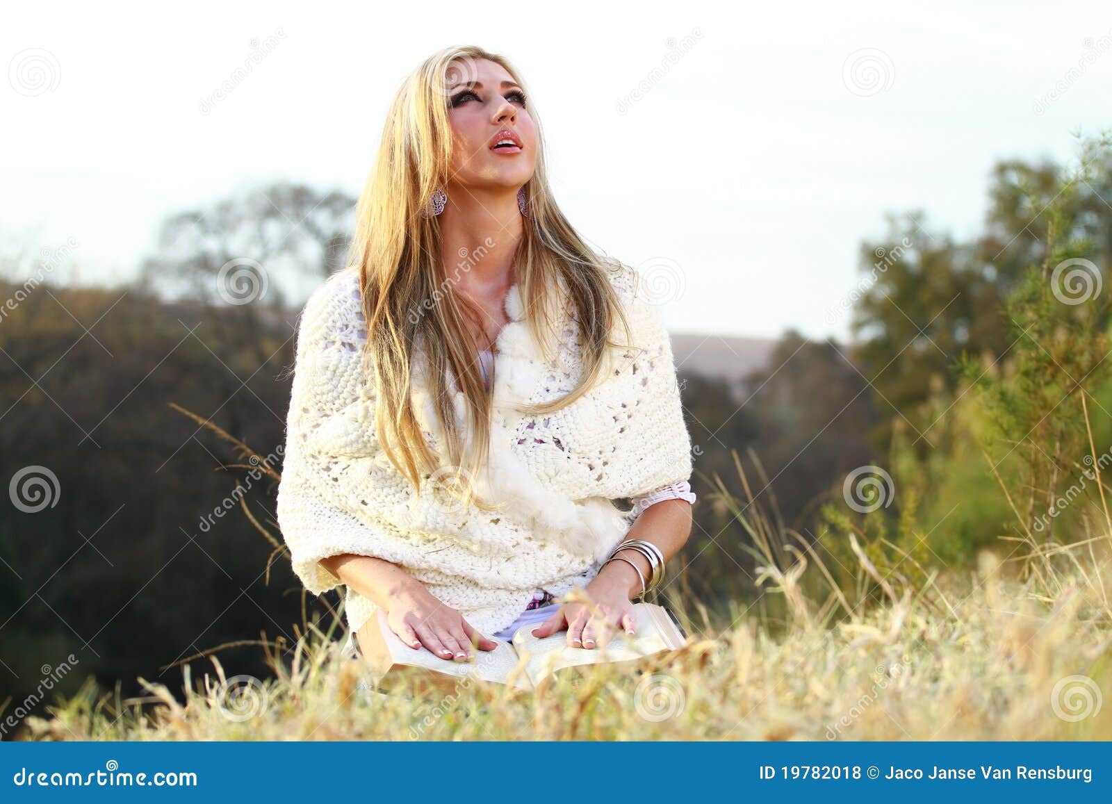 Lady pray over open Bible stock photo. Image of beautiful - 19782018