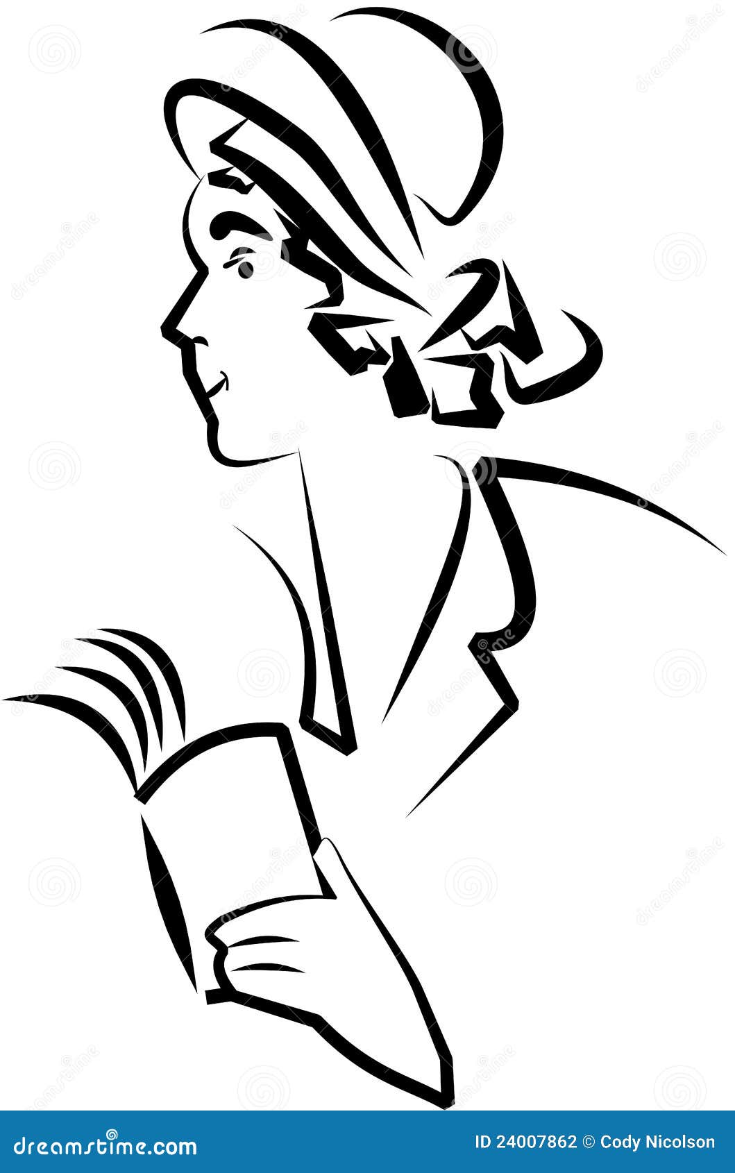 Lady reading a book stock vector. Illustration of graphic - 24007862