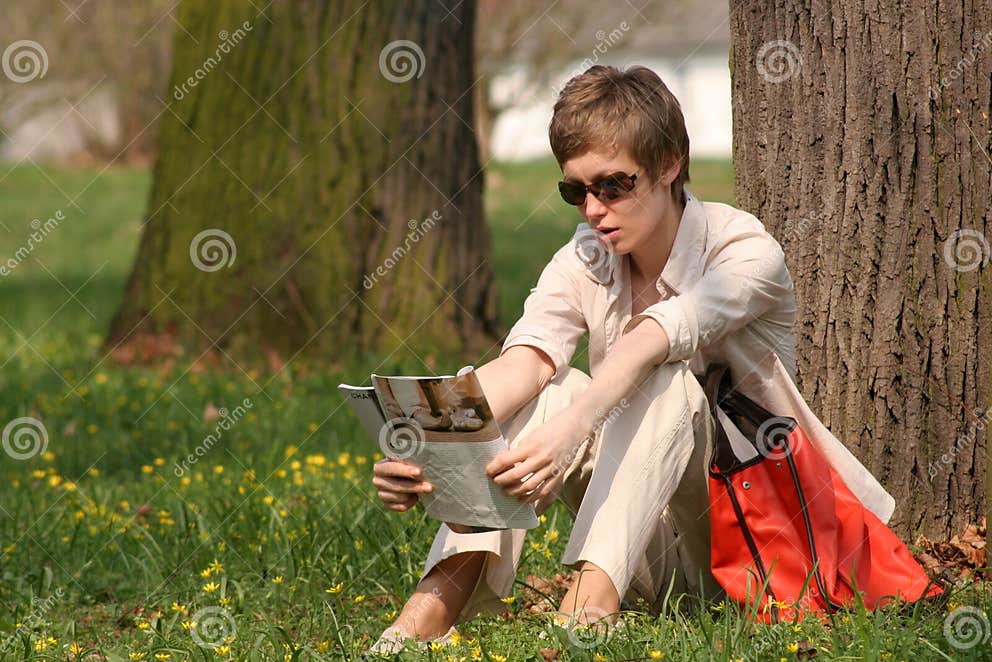 Lady is reading magazine stock image. Image of layer, marketing - 106221