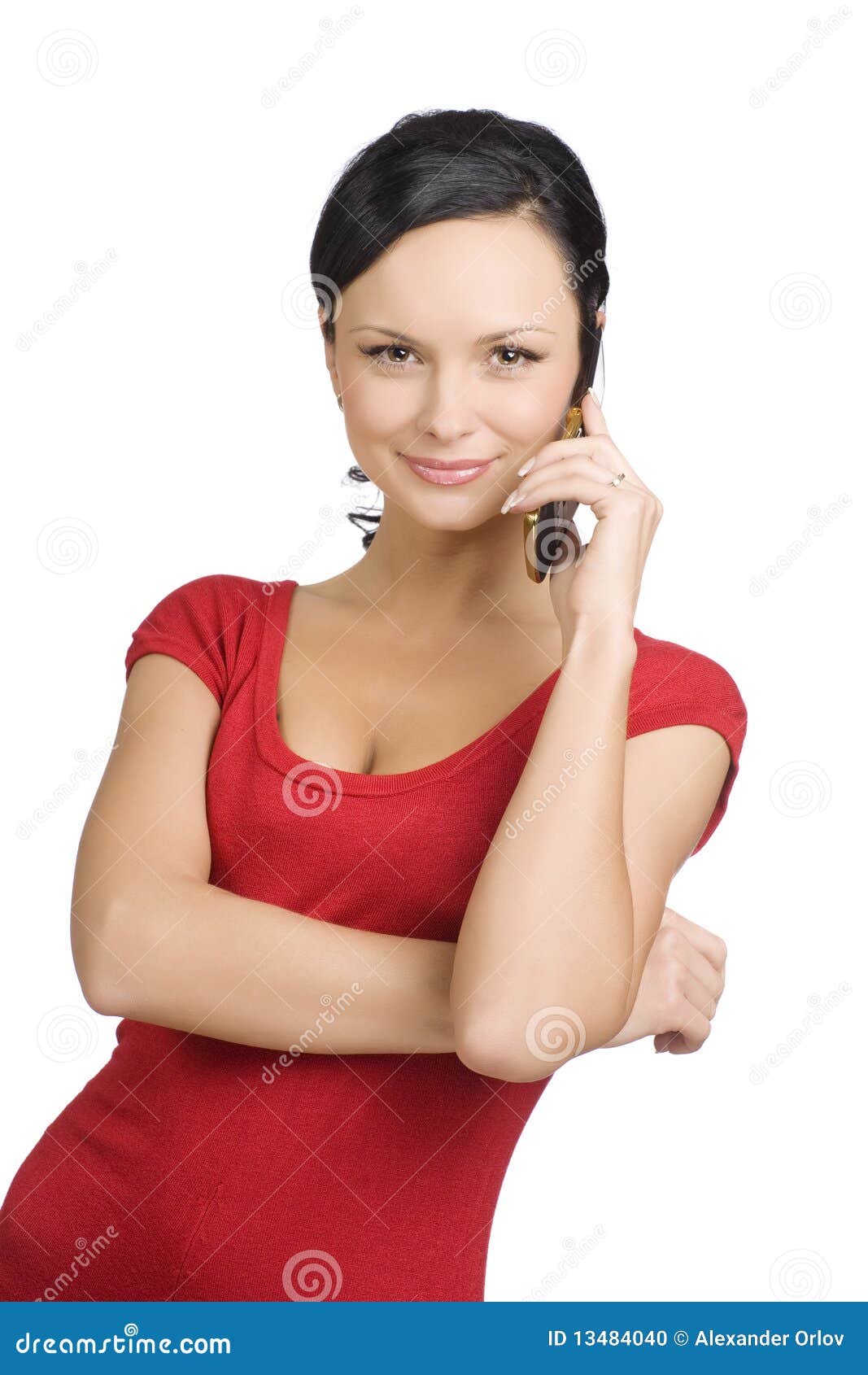 Lady in red stock photo. Image of cheerful, customer - 13484040