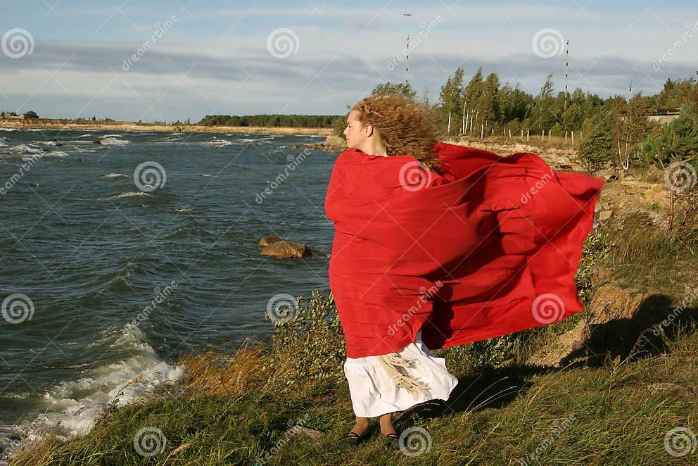 Lady in red stock photo. Image of clouds, eyes, hair, cute - 2169564