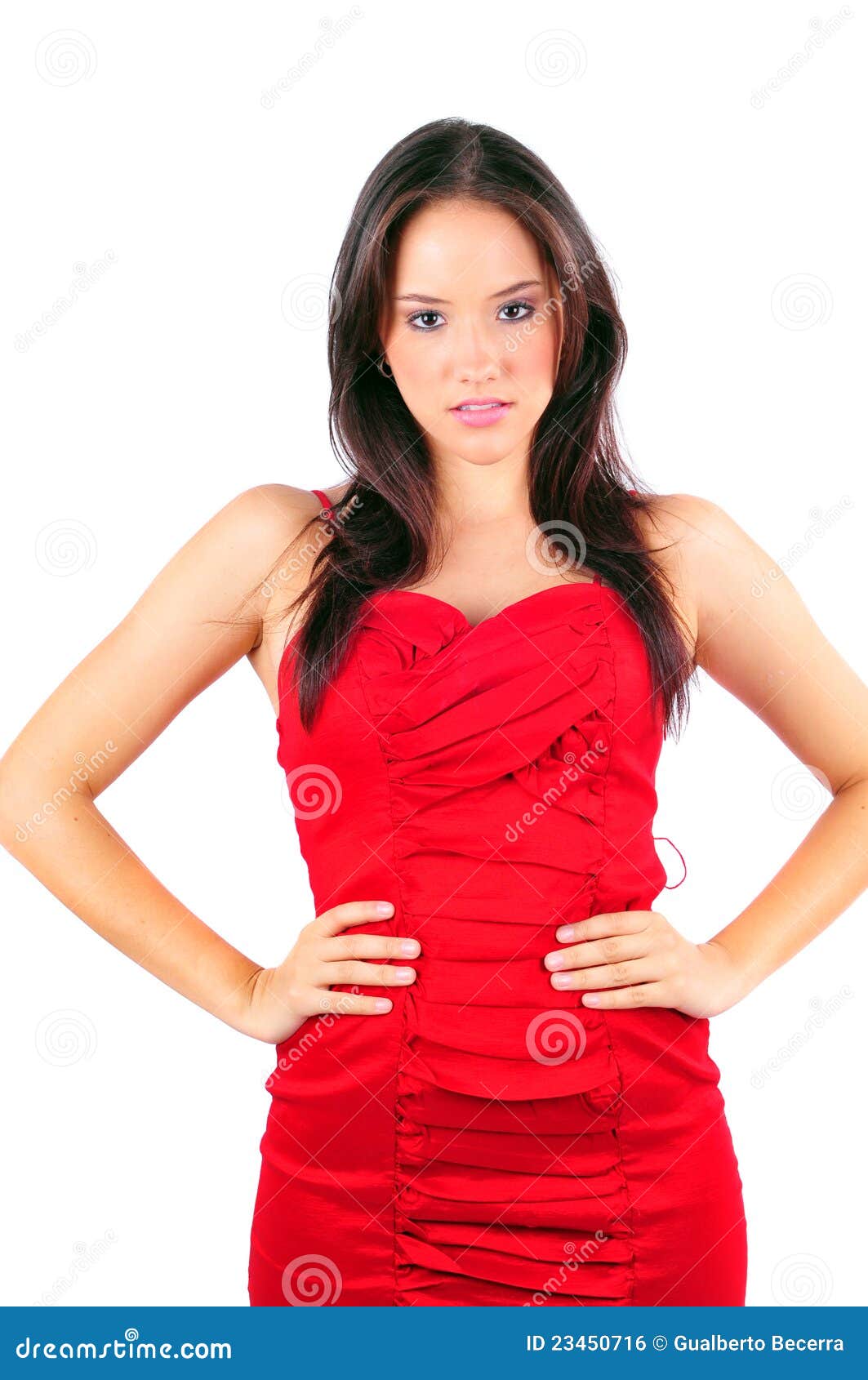 Lady in Red stock photo. Image of studio, graceful, girl - 23450716
