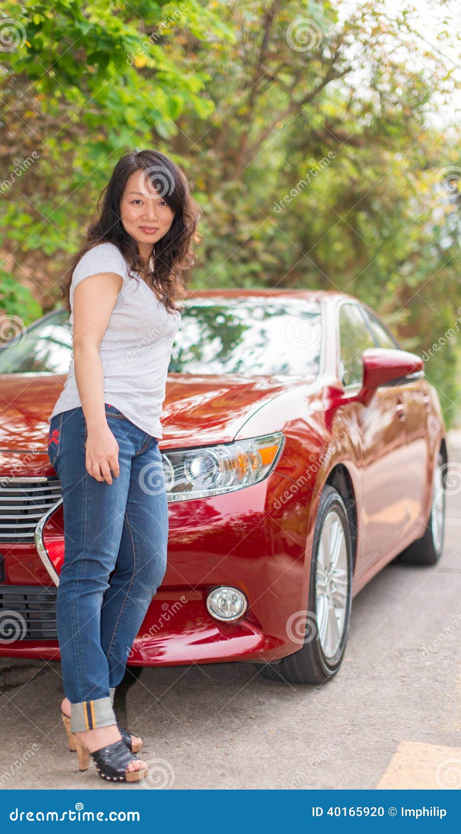 Lady with a red car stock photo. Image of beauty, glamour - 40165920