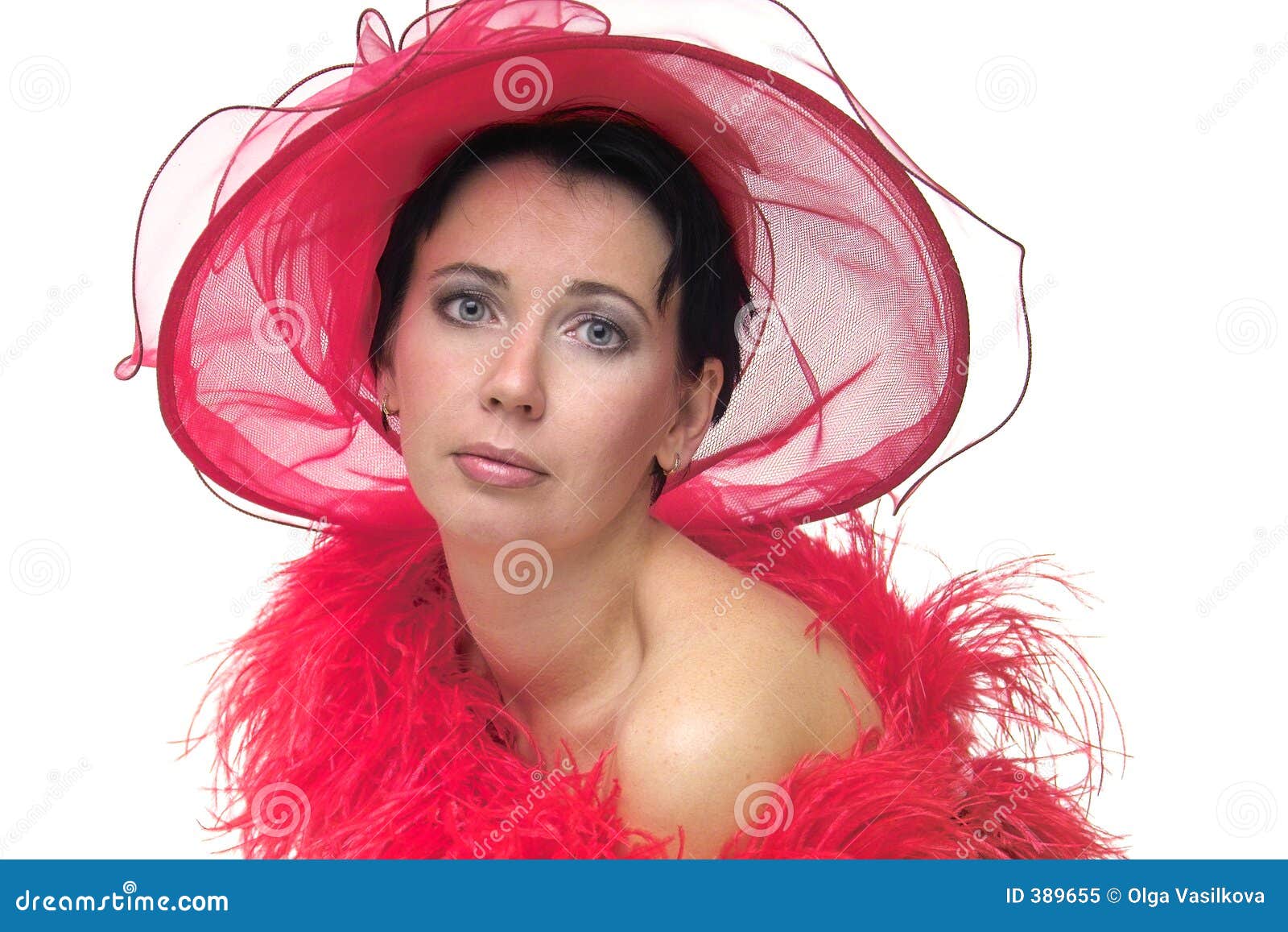 Lady in red hat stock image. Image of love, lips, emotion - 389655