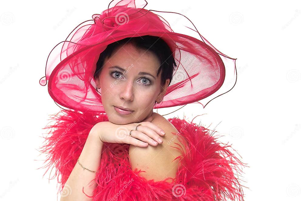 Lady in red hat stock photo. Image of feminine, emotion - 389656