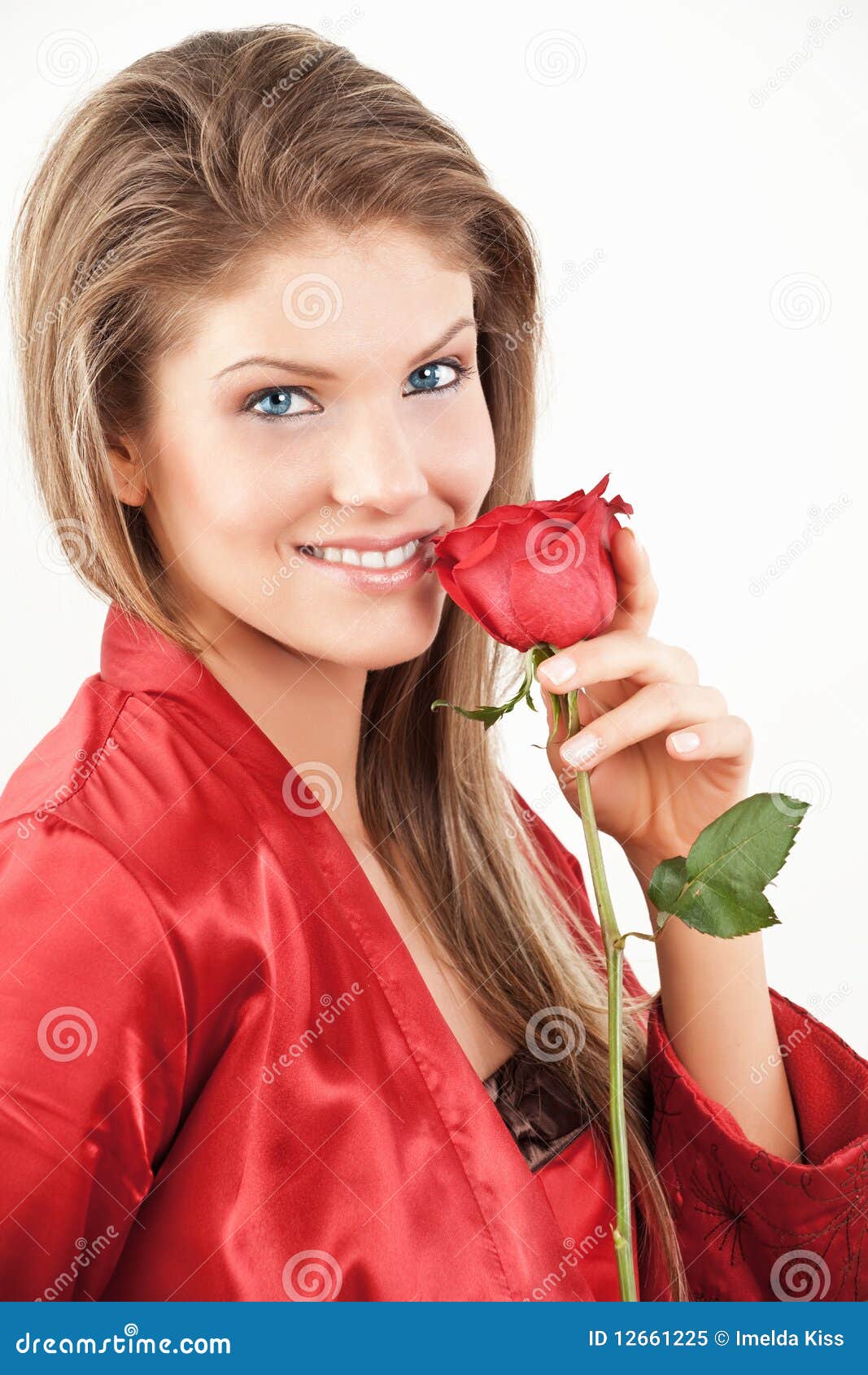 Lady with red rose stock image. Image of model, beautiful - 12661225