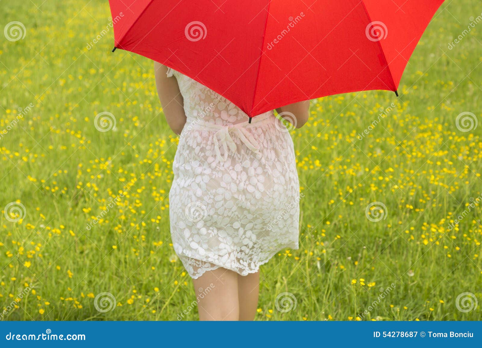 Lady with a red umbrella stock image. Image of young - 54278687